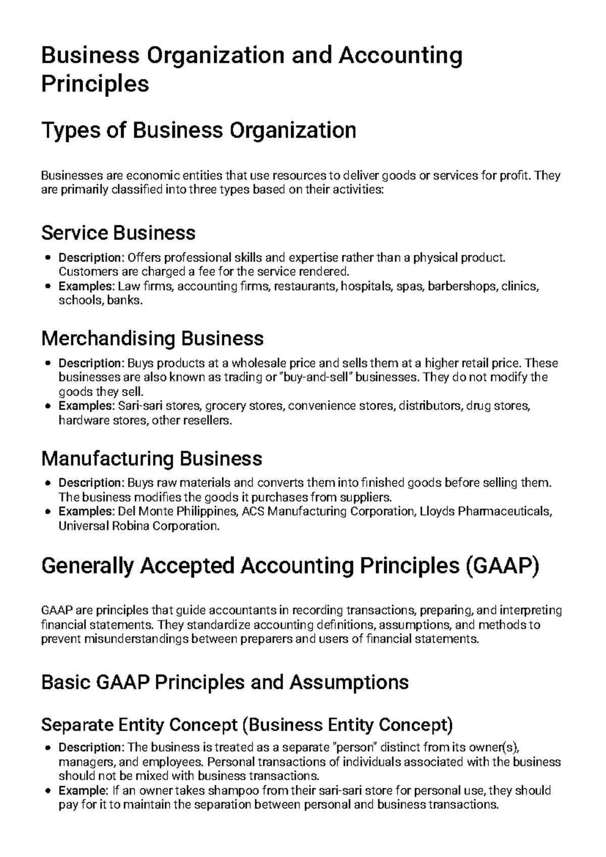 Business Org & Accounting Principles Study Guide (BA 101) - Studocu