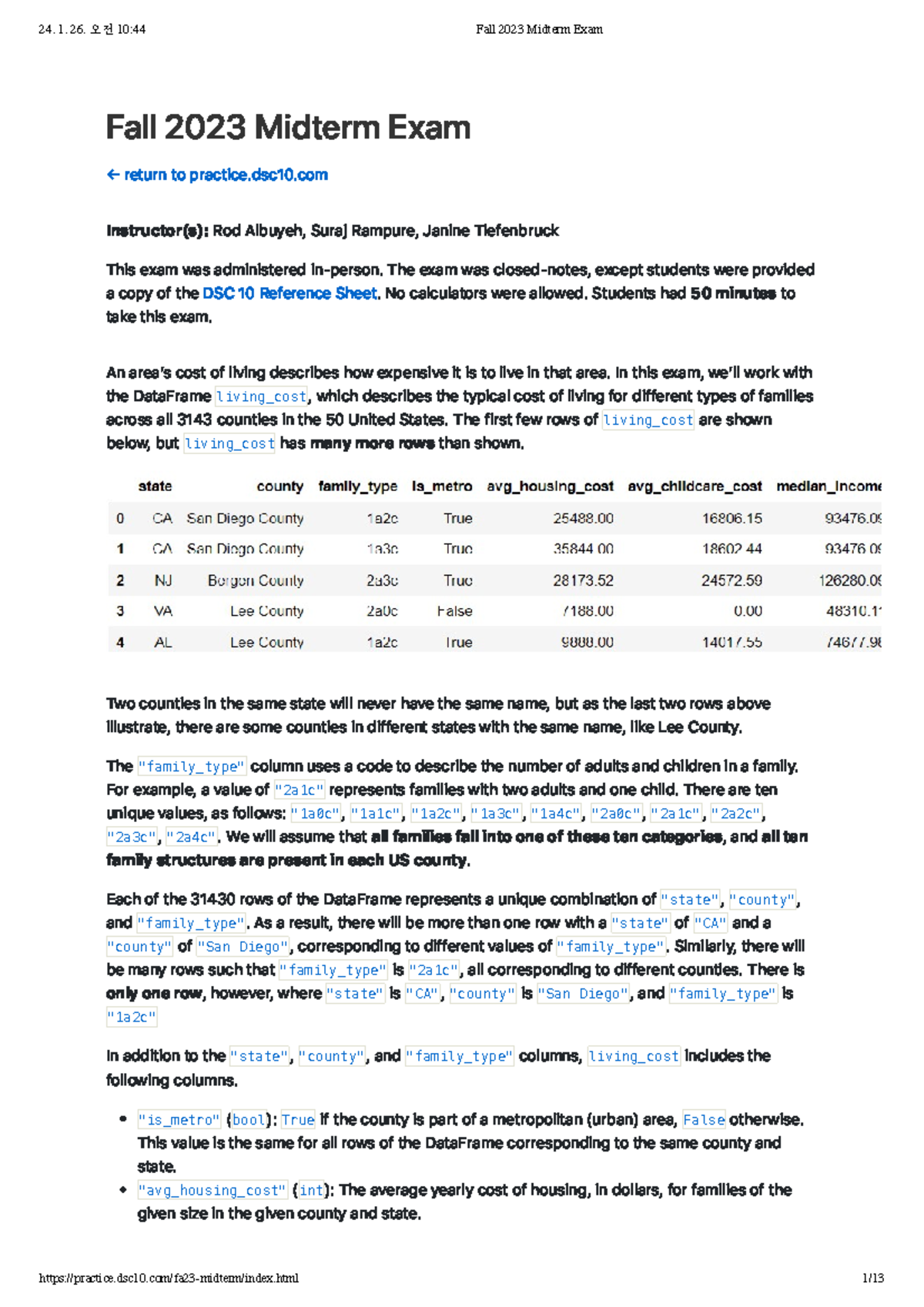 Fall 2023 Midterm Exam Practice - DSC 10 Study Guide - Studocu