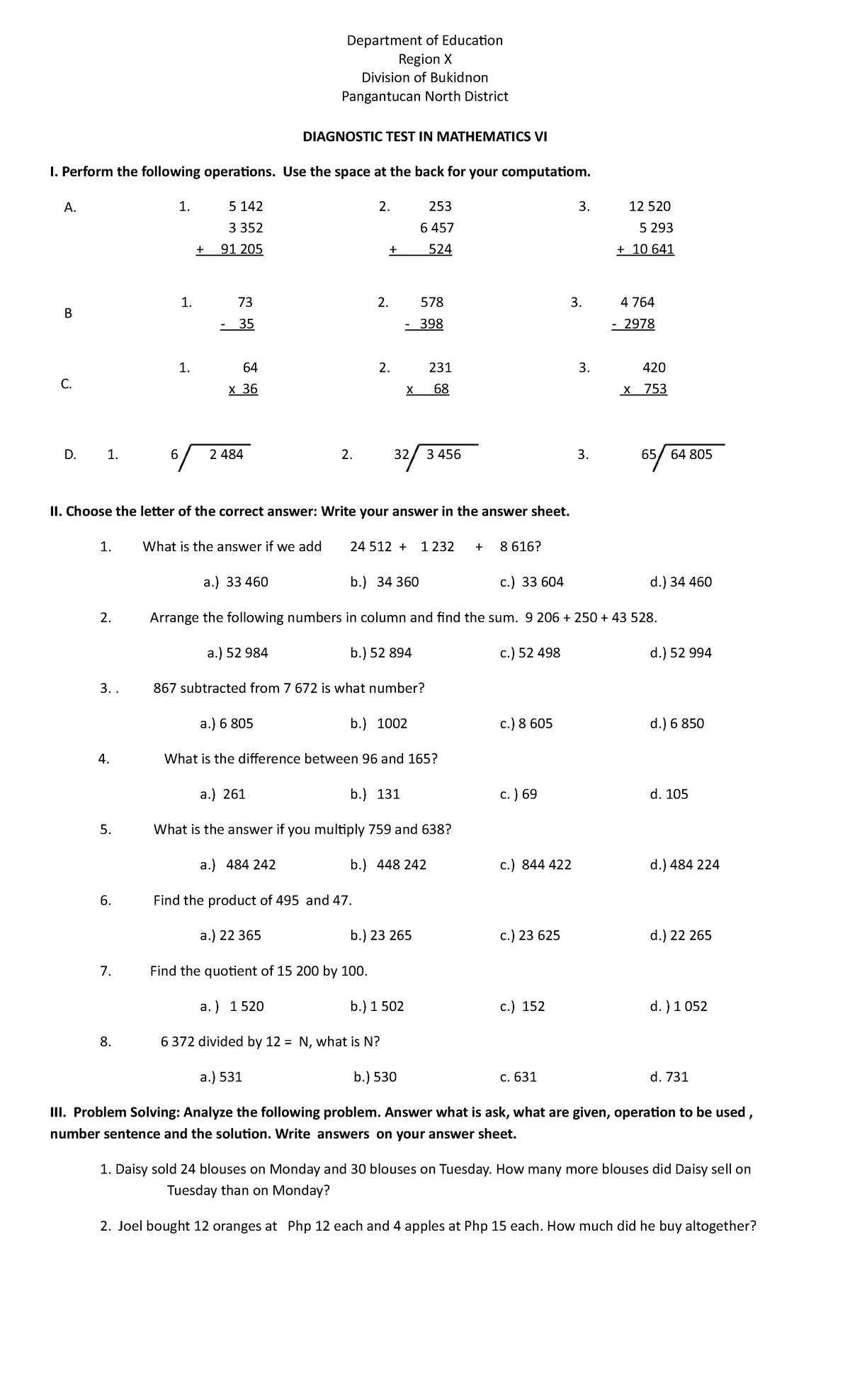 Basic Numeracy Skill Intervention Proposal - MATH Kit for SY 2022-2023 ...