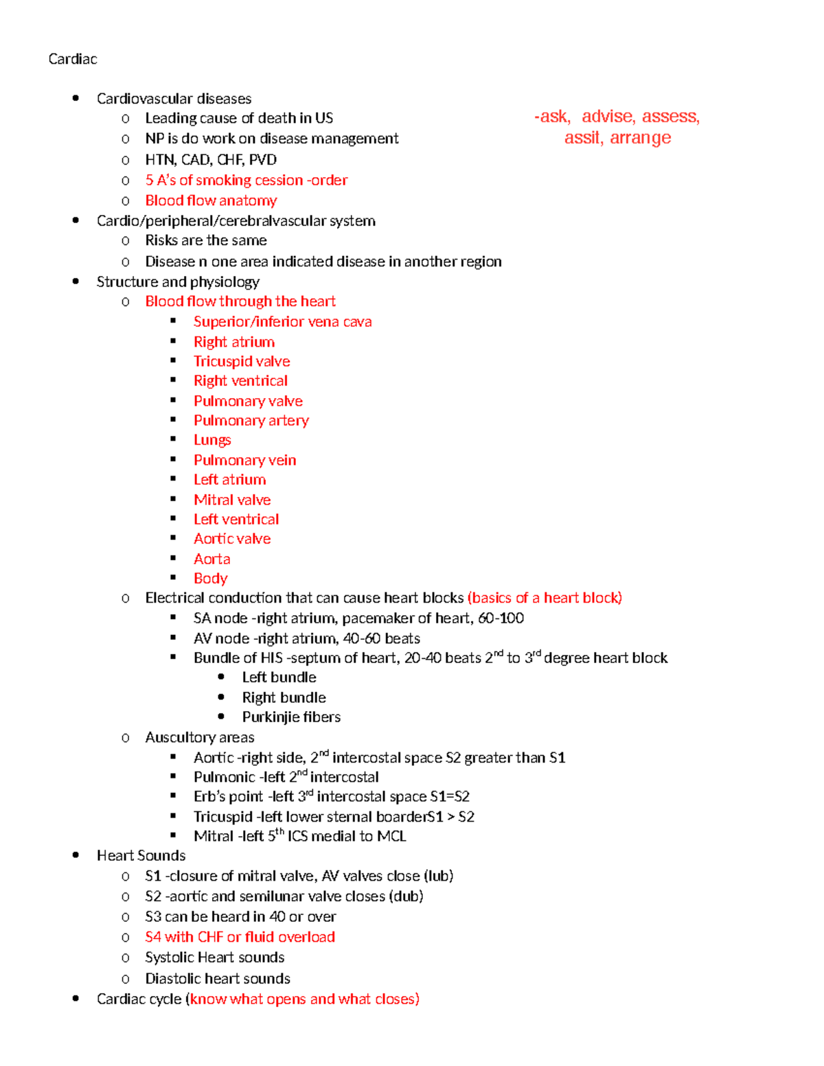 Cardiac Notes for Advanced Nursing - BATES Textbook Review - Studocu
