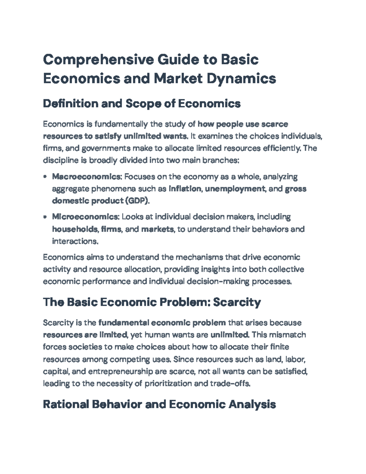 Comprehensive Overview of Basic Economics (ECO 101) - Studocu