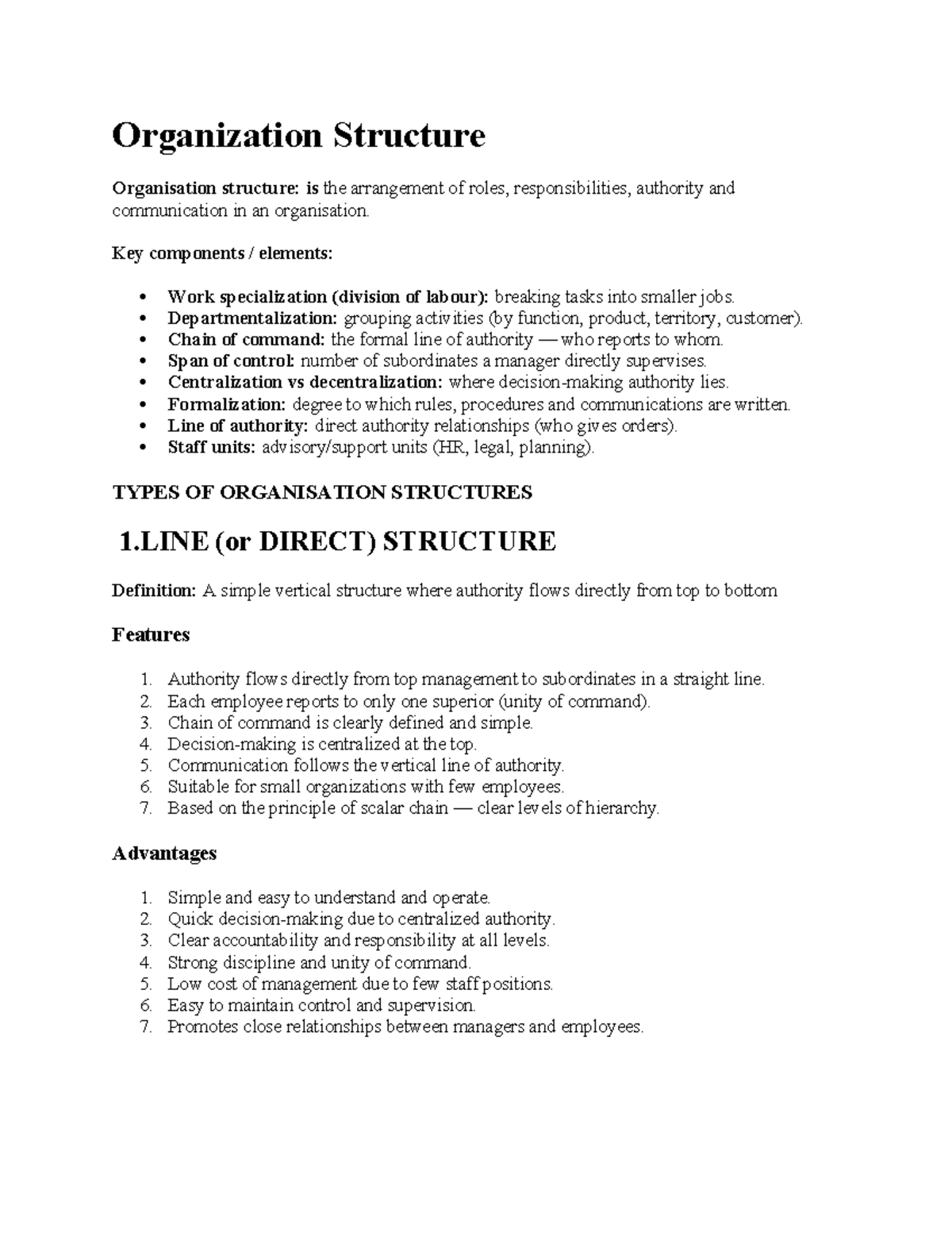 Organization Structure Overview: Key Components and Types - Studocu