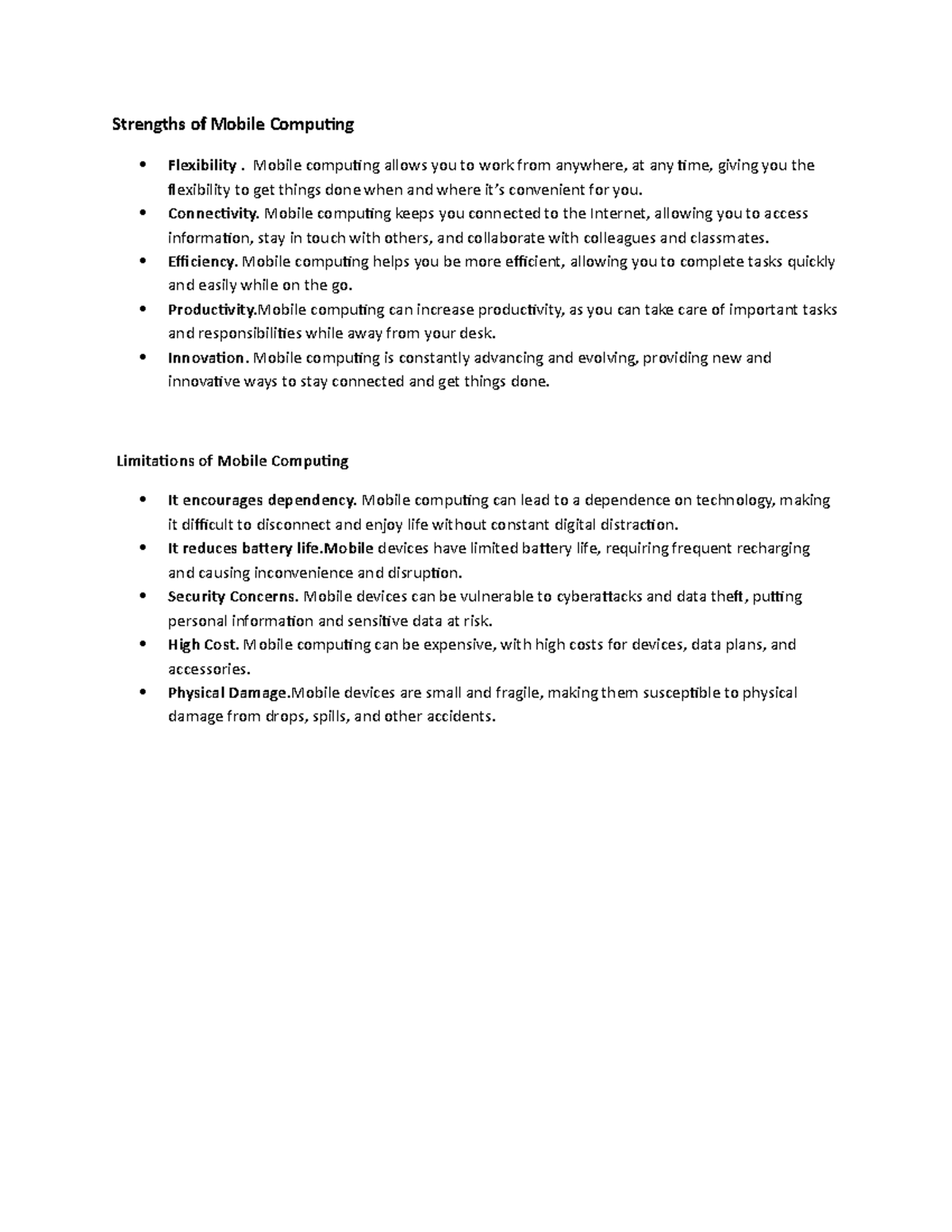 Limitations of Mobile computing - Strengths of Mobile Computing ...