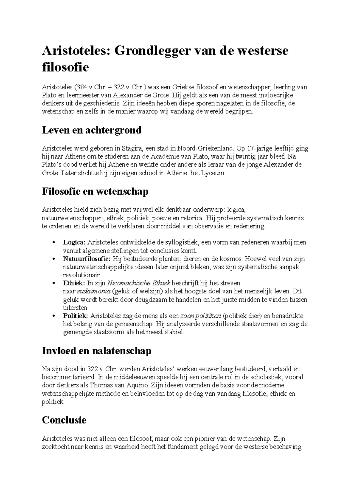 Aristoteles: Leven en Invloed op de Westerse Filosofie - Studeersnel