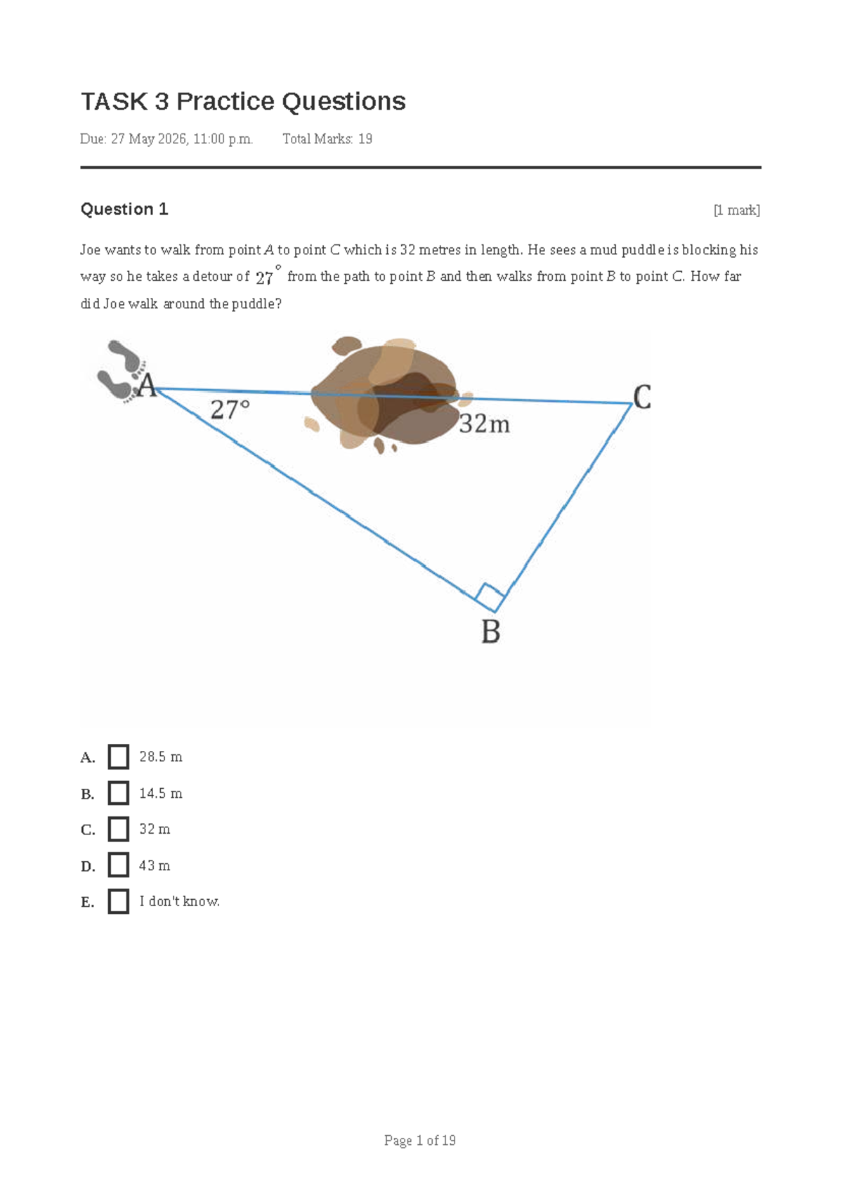 TASK 3 Practice Questions 385200: Geometry & Trigonometry - Studocu