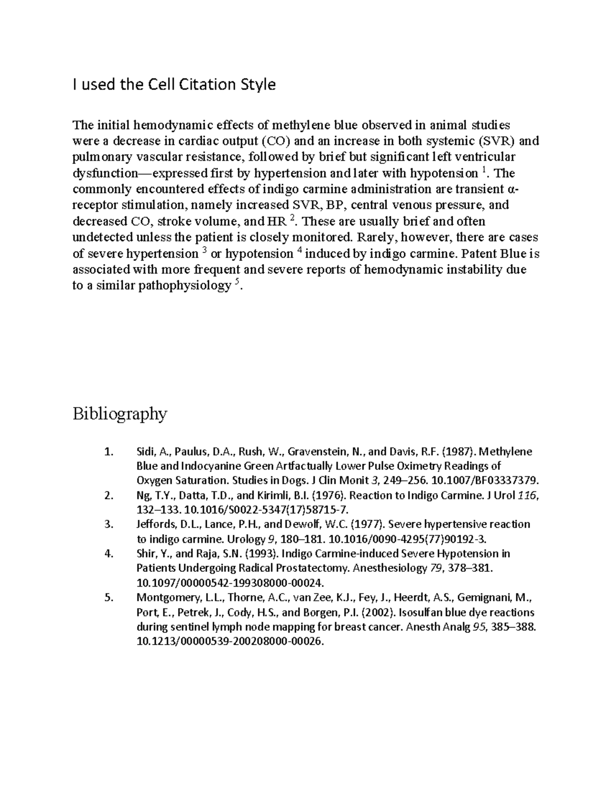Bio lab 5 - Bio lab 5 report- Citation styles - I used the Cell ...