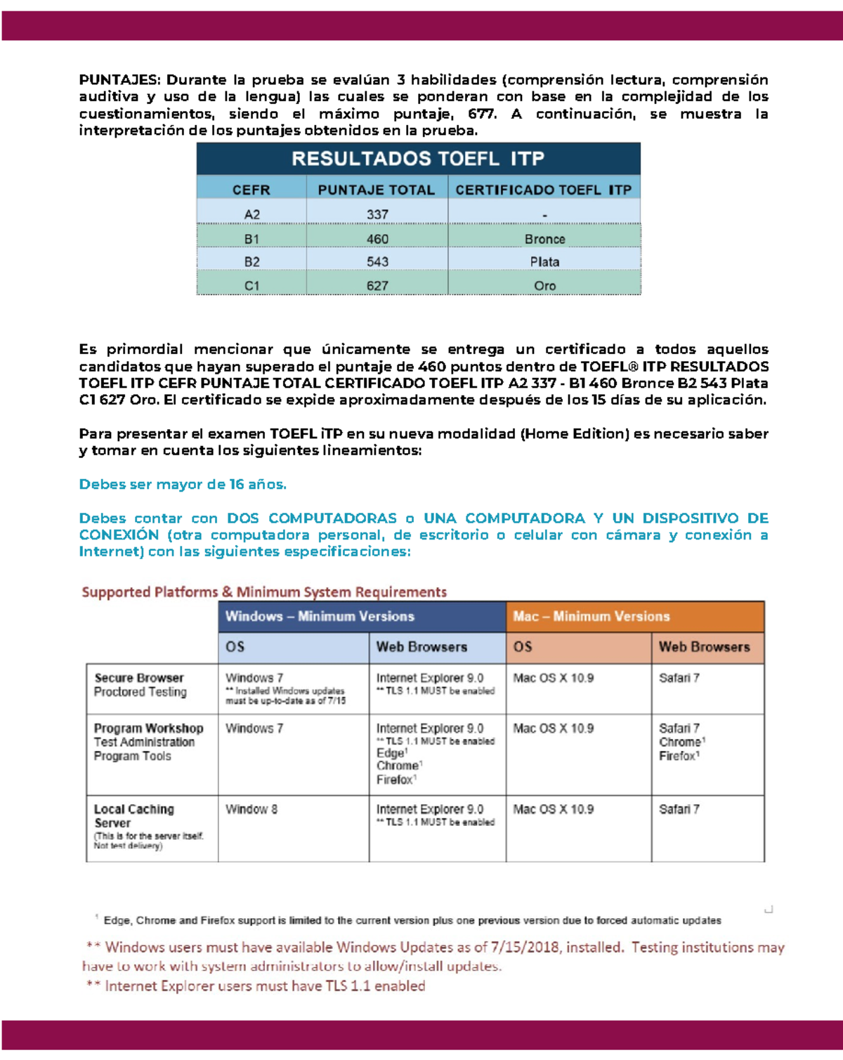 Toefl 2021 - ingles - PUNTAJES: Durante la prueba se evalúan 3 ...