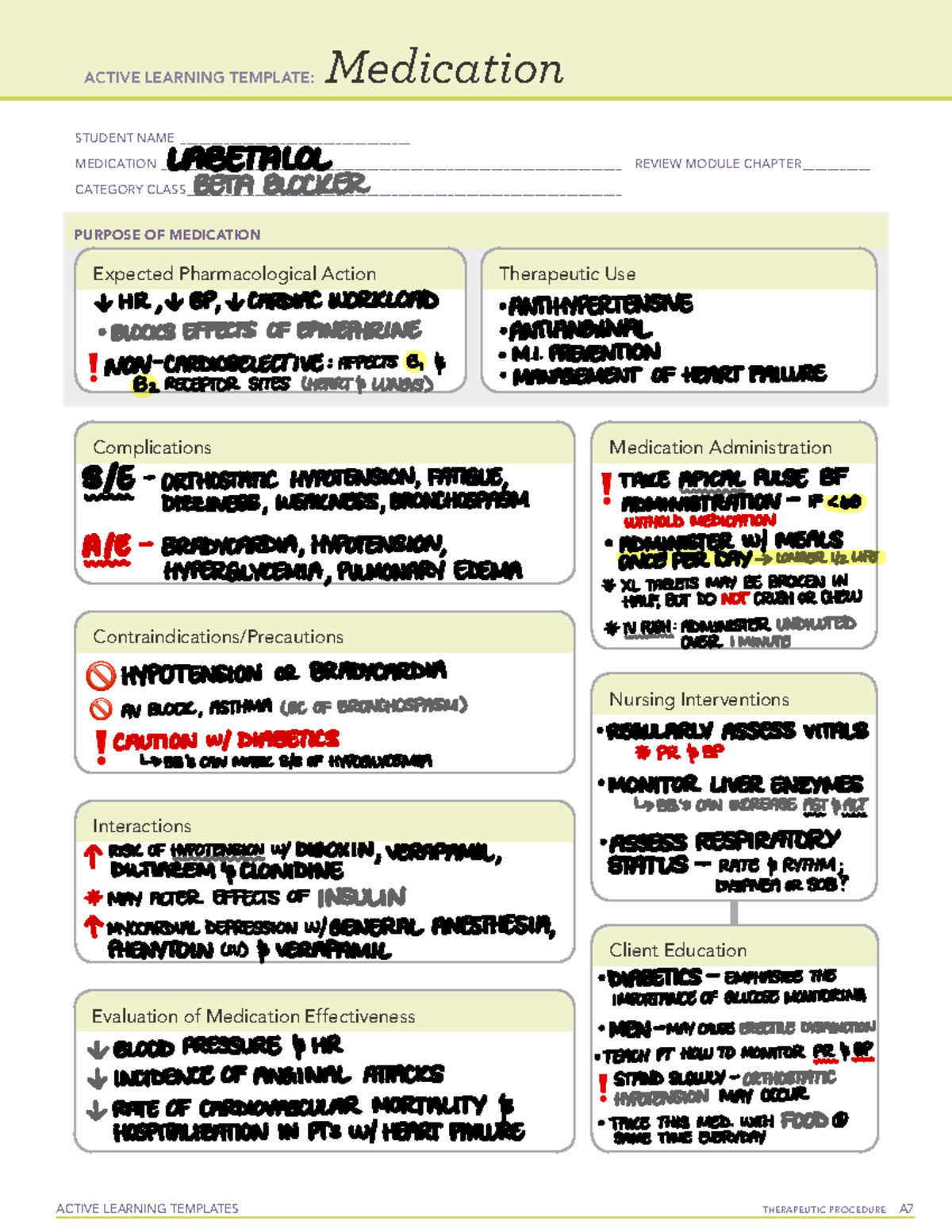 Labetalol - Heart Meds - ATI Active Learning Template - ACTIVE LEARNING ...