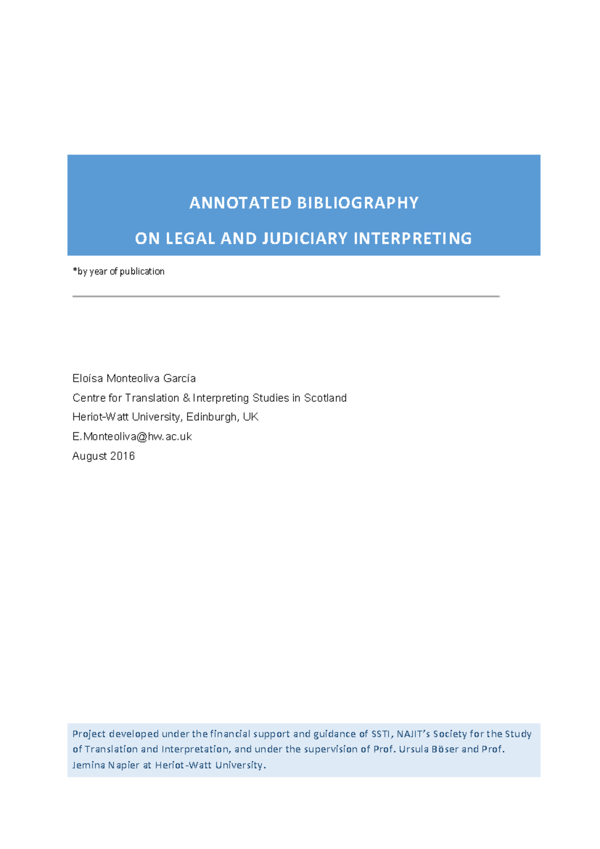Annotated Bibliography by Year - ANNOTATED BIBLIOGRAPHY ON LEGAL AND ...