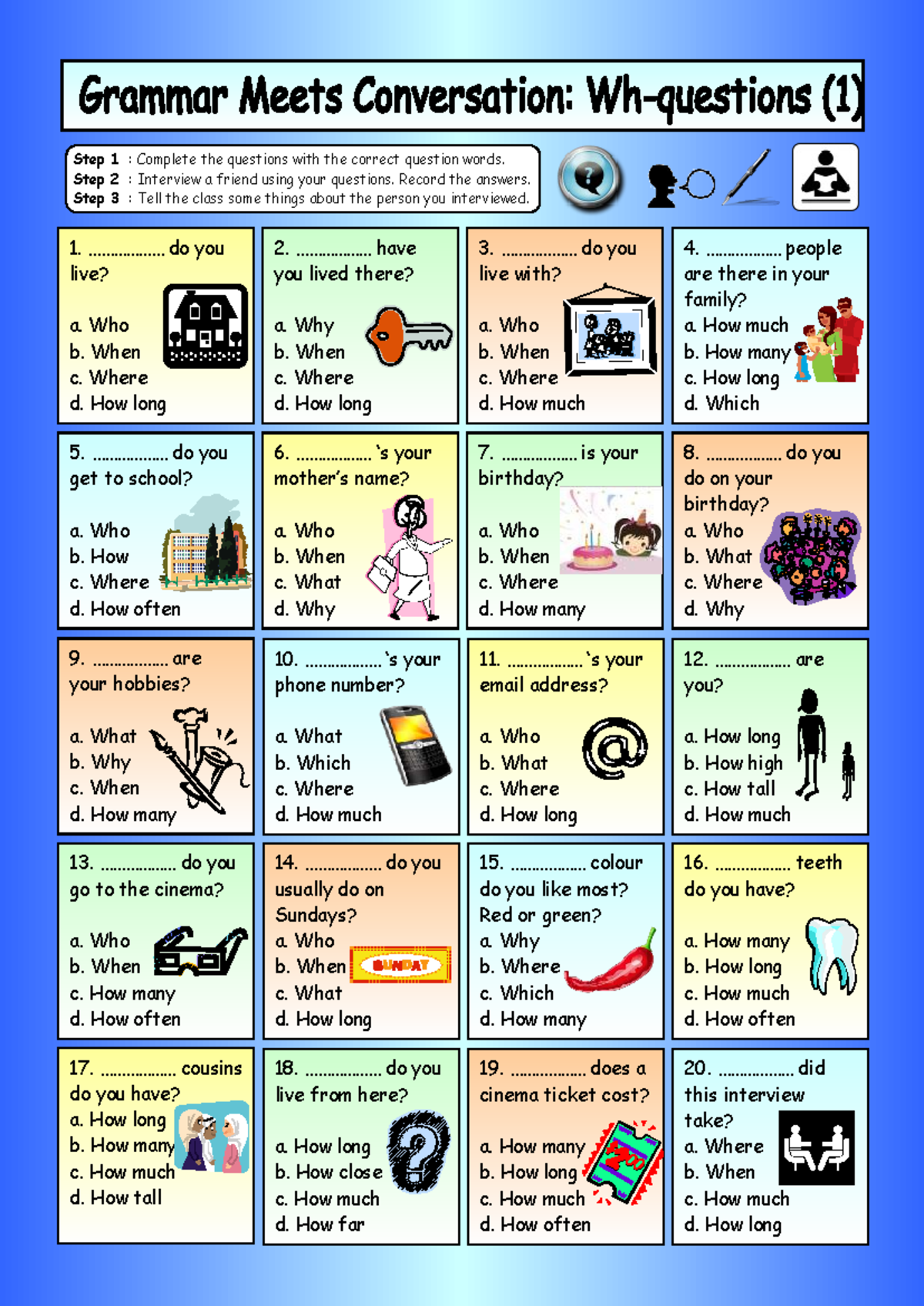 Grammar Meets Conversation: WH Questions Activities (2305) - Studocu