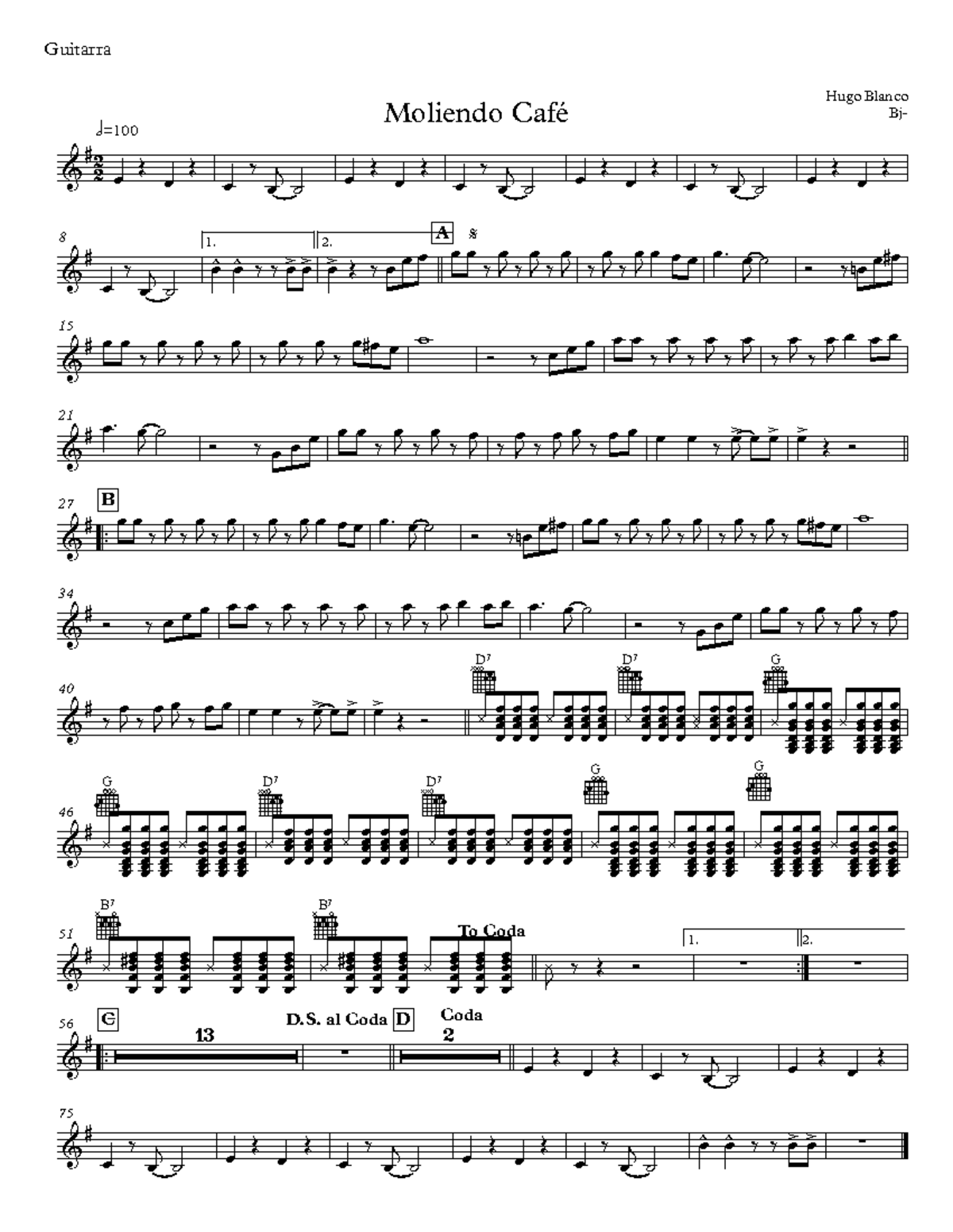 Guitarra 2œ - Moliendo Café Sheet Music Analysis - Studocu