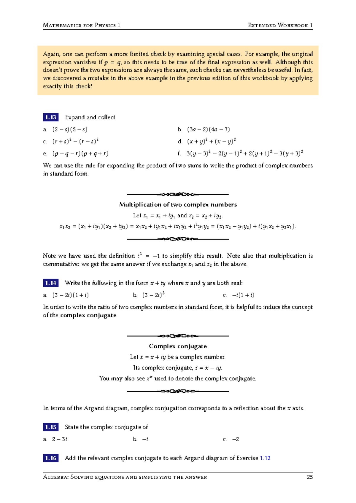 Mf P1 WB1 Algebra Solutions: Special Cases & Complex Numbers - Studocu