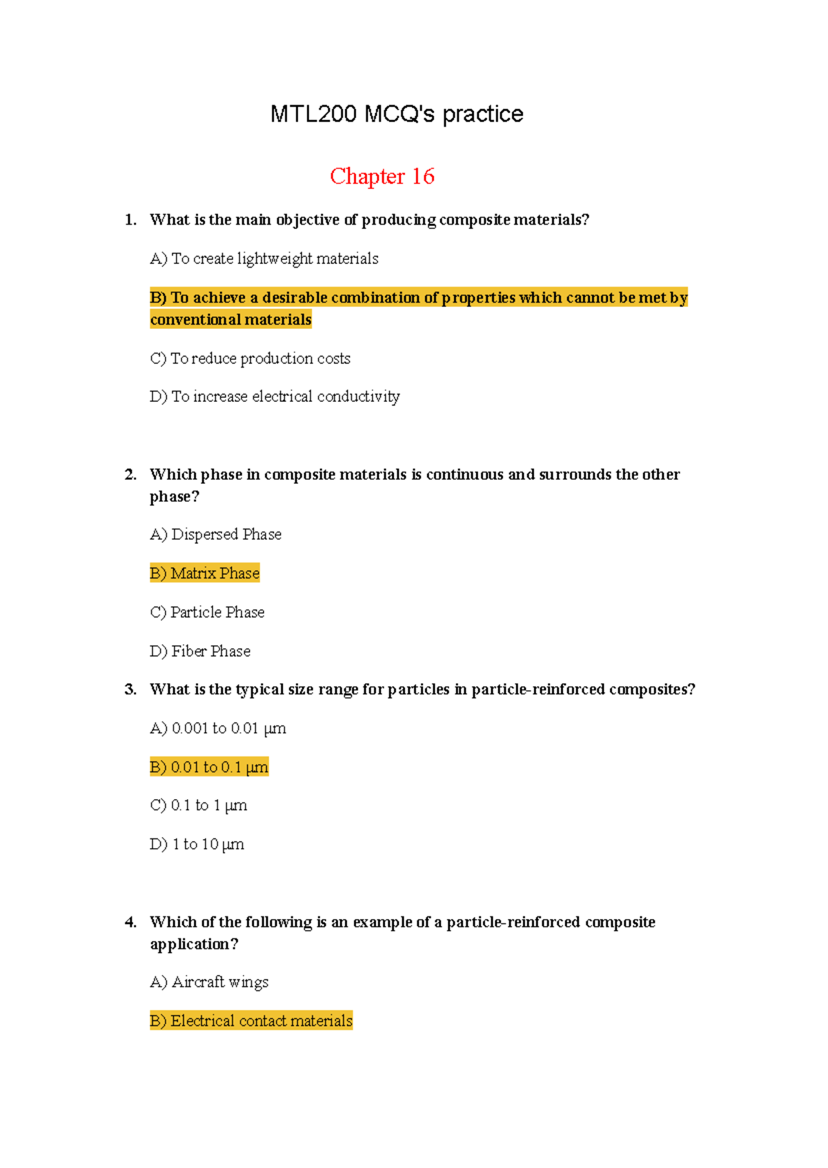 MTL200 Chapterwise MCQ Practice Questions for Materials Engineering ...