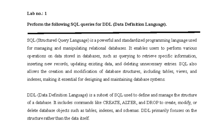DBMS LAB - SQL Queries for DDL, DML, and Joins (4th Sem) - Studocu
