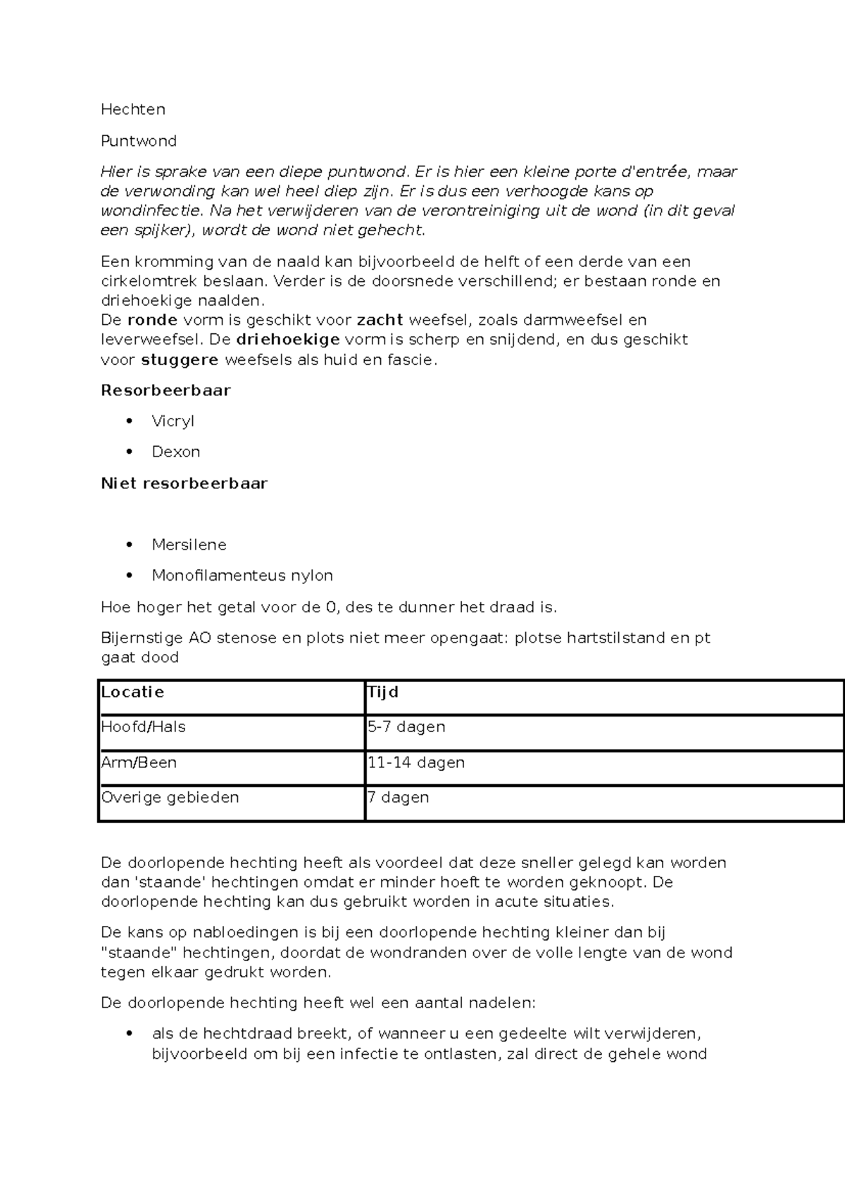 E-learnings Hechten: Diepe Puntwonden en Hechtechnieken - Studeersnel