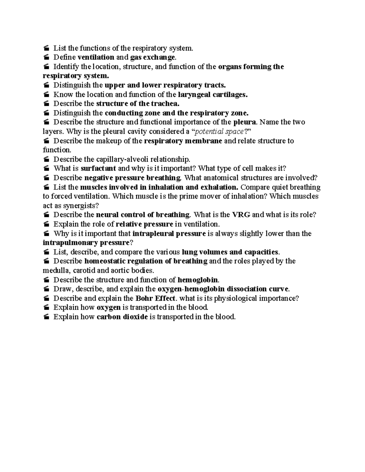 Respiratory System Overview: Functions, Structures & Mechanisms (BIO 101) - Studocu