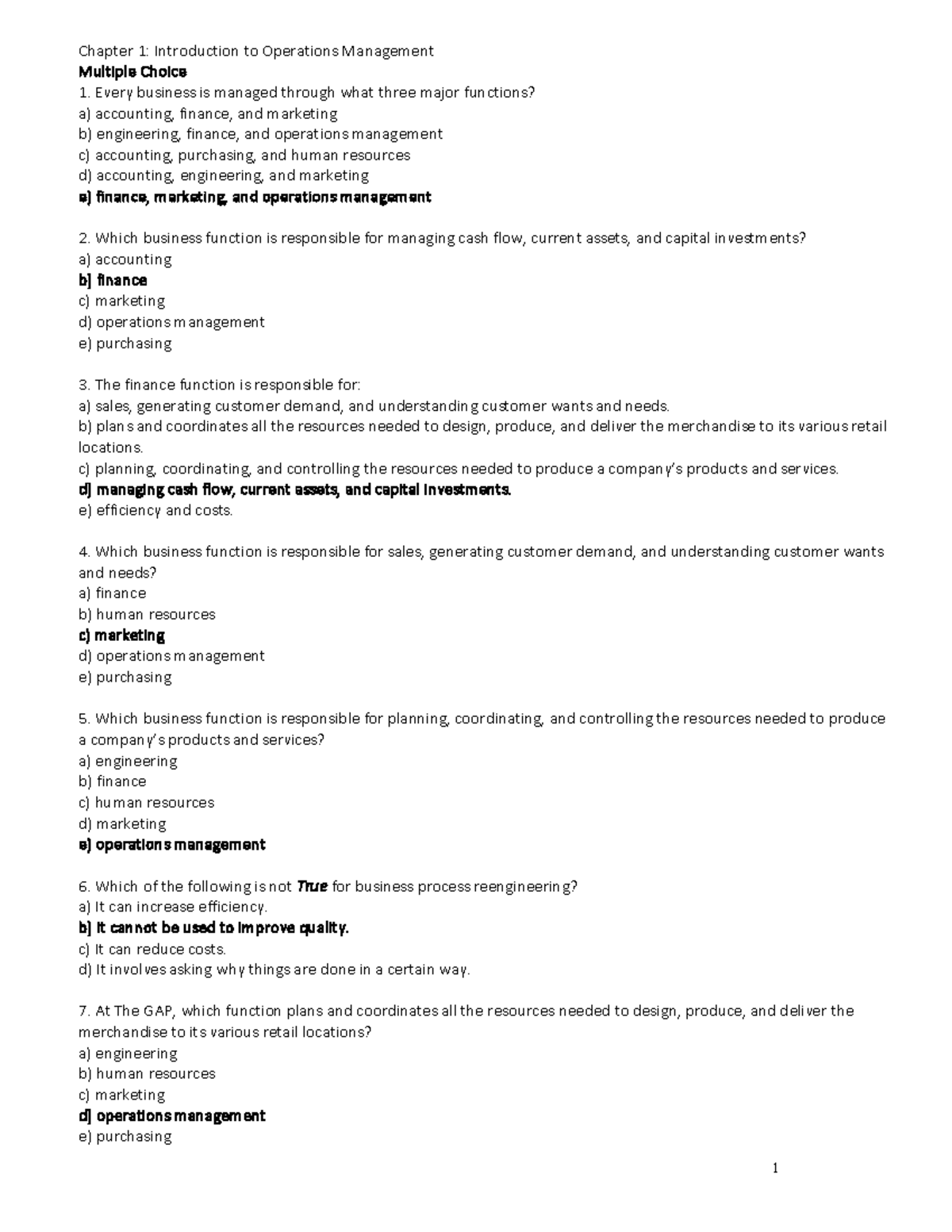 CH 1 Opmgmt - Practice Questions and Key Concepts Review - Studocu