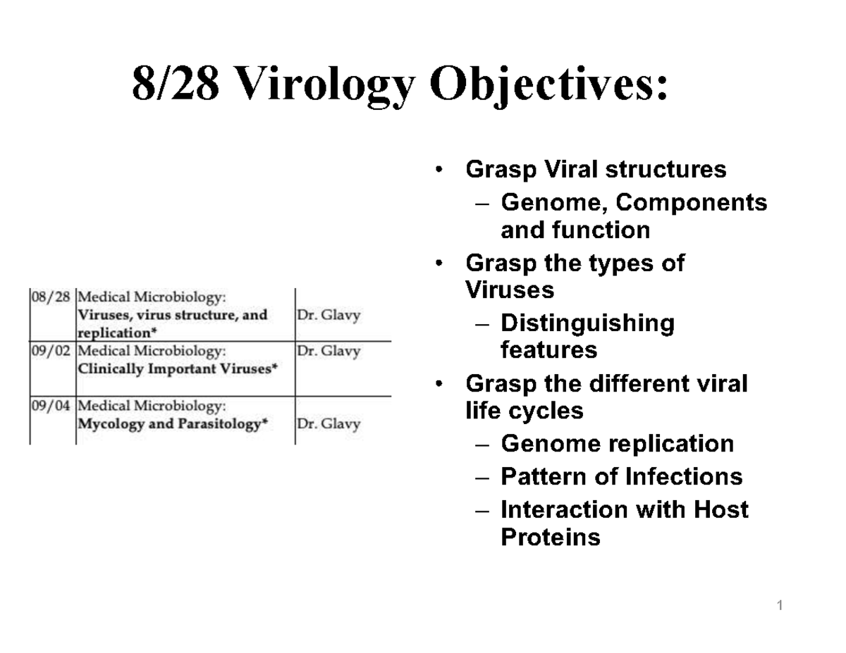 Virology Lecture Notes: Key Concepts & Viral Structures (Bio 101) - Studocu