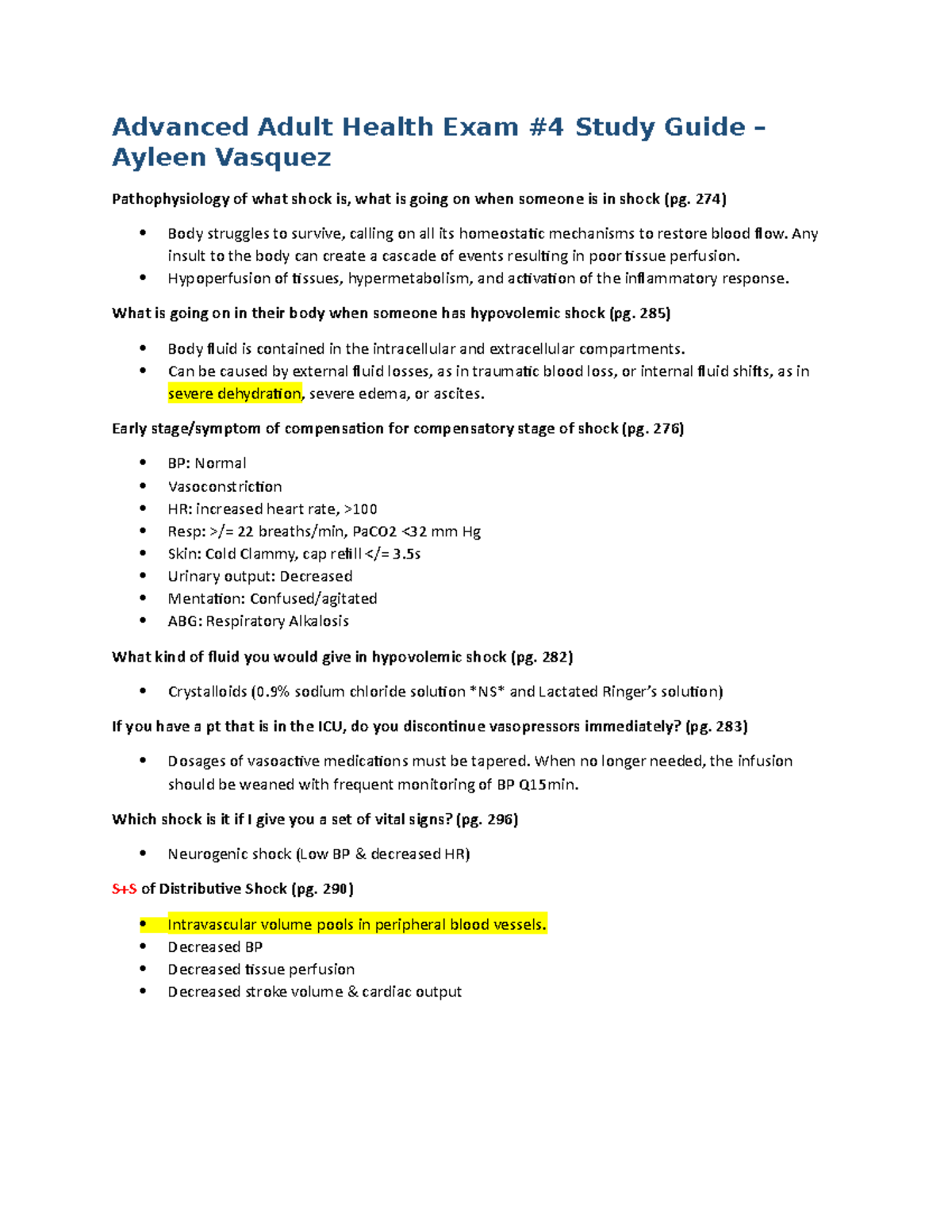 Advanced Adult Health Exam 4 SG - 274) Body struggles to survive ...