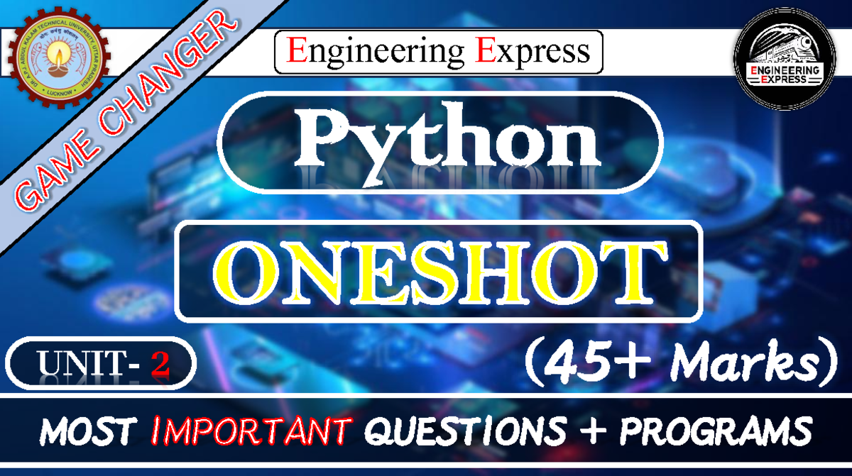 Python Unit 2: Key Concepts and Important Questions by Engineering Express - Studocu