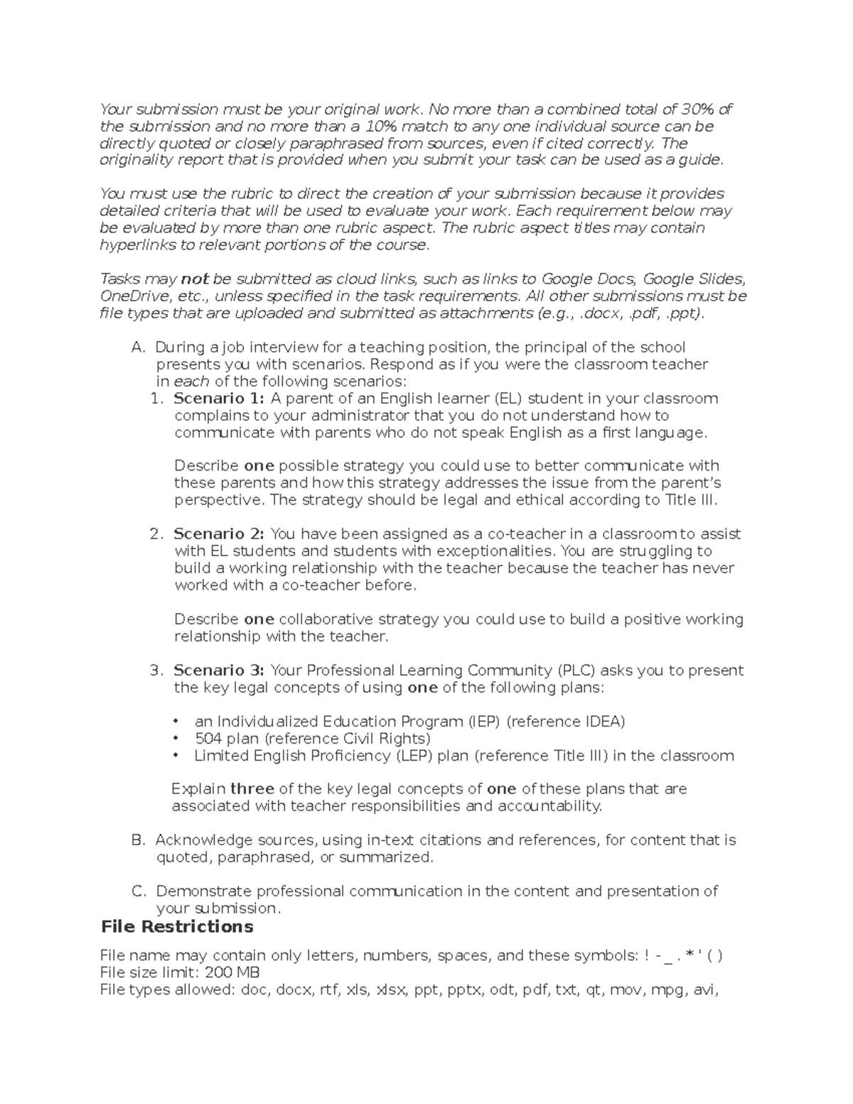 D096 Task 1: Strategies for Effective Classroom Communication - Studocu