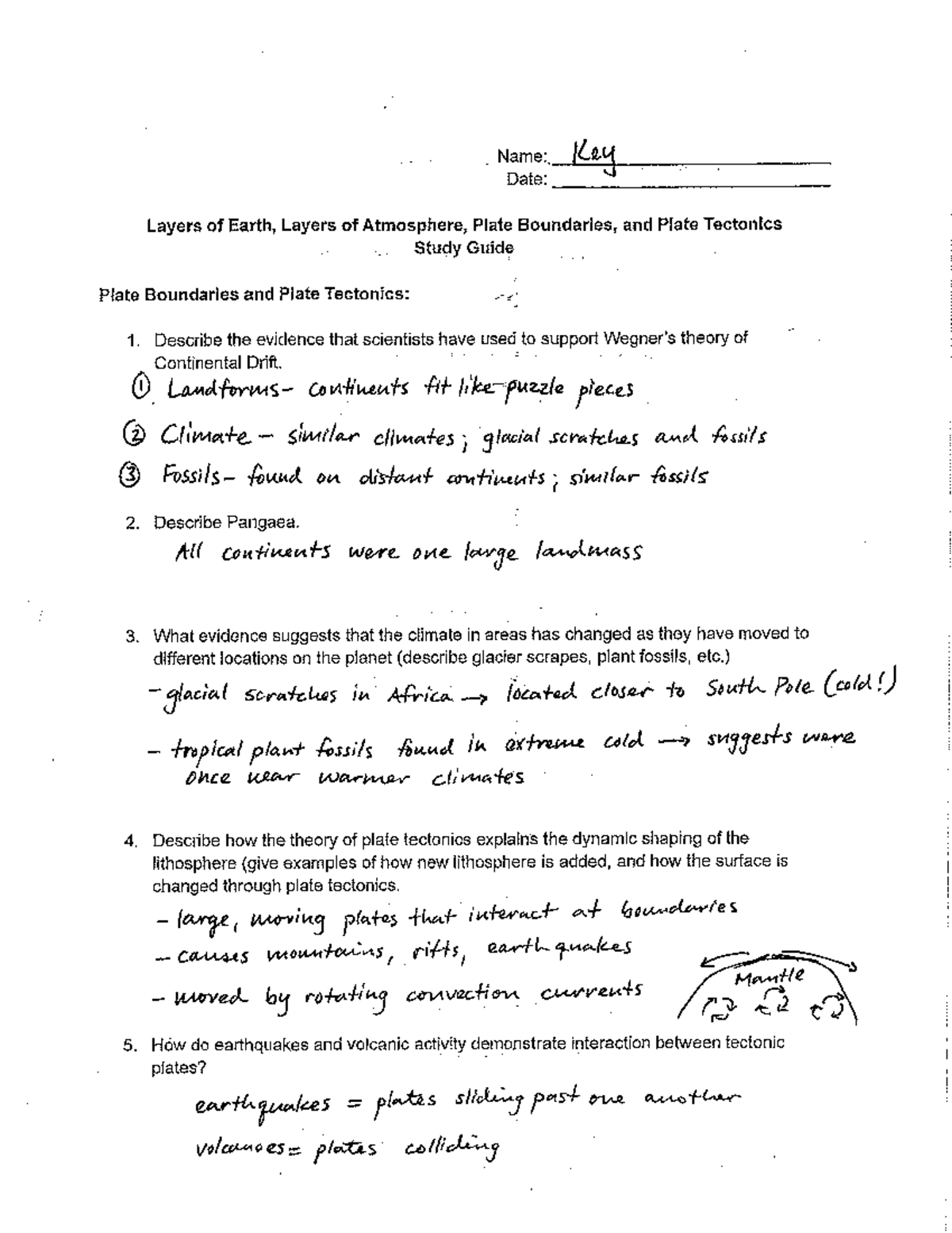 Final Exam Study Guide: Earth Layers & Plate Tectonics Concepts - Studocu