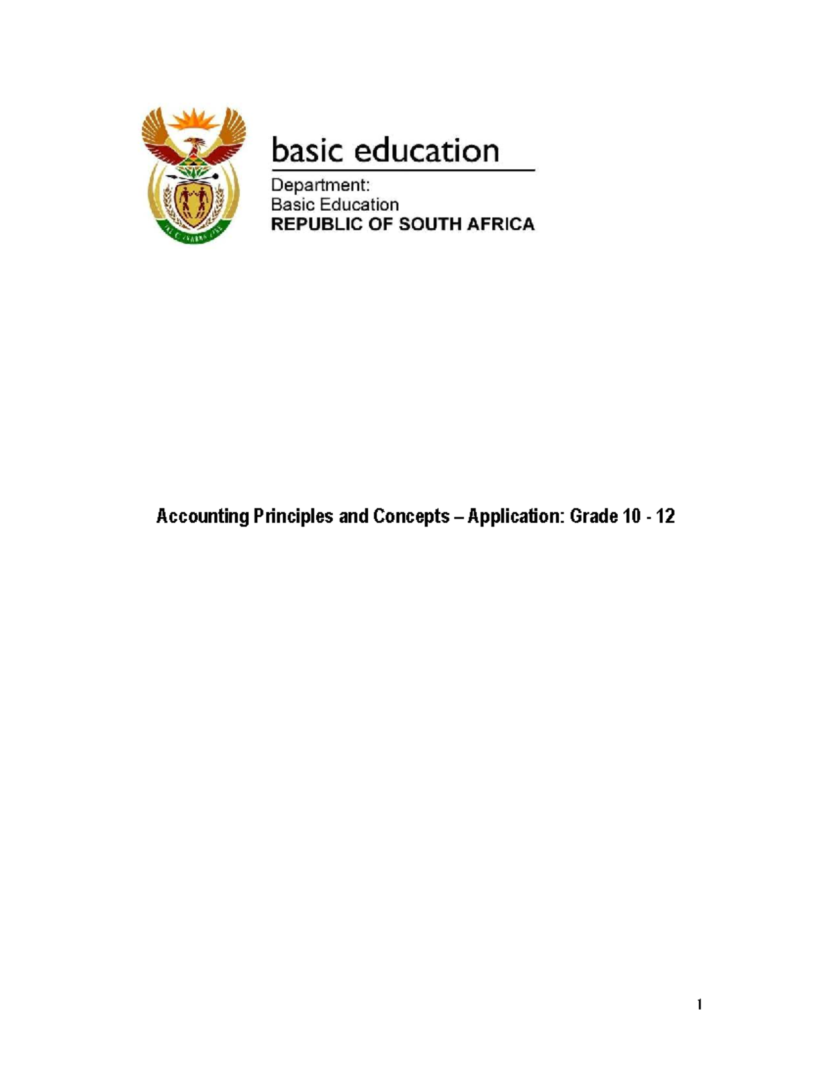 Accounting Principles and Concepts: Grade 10 Self-Study Guide - Studocu