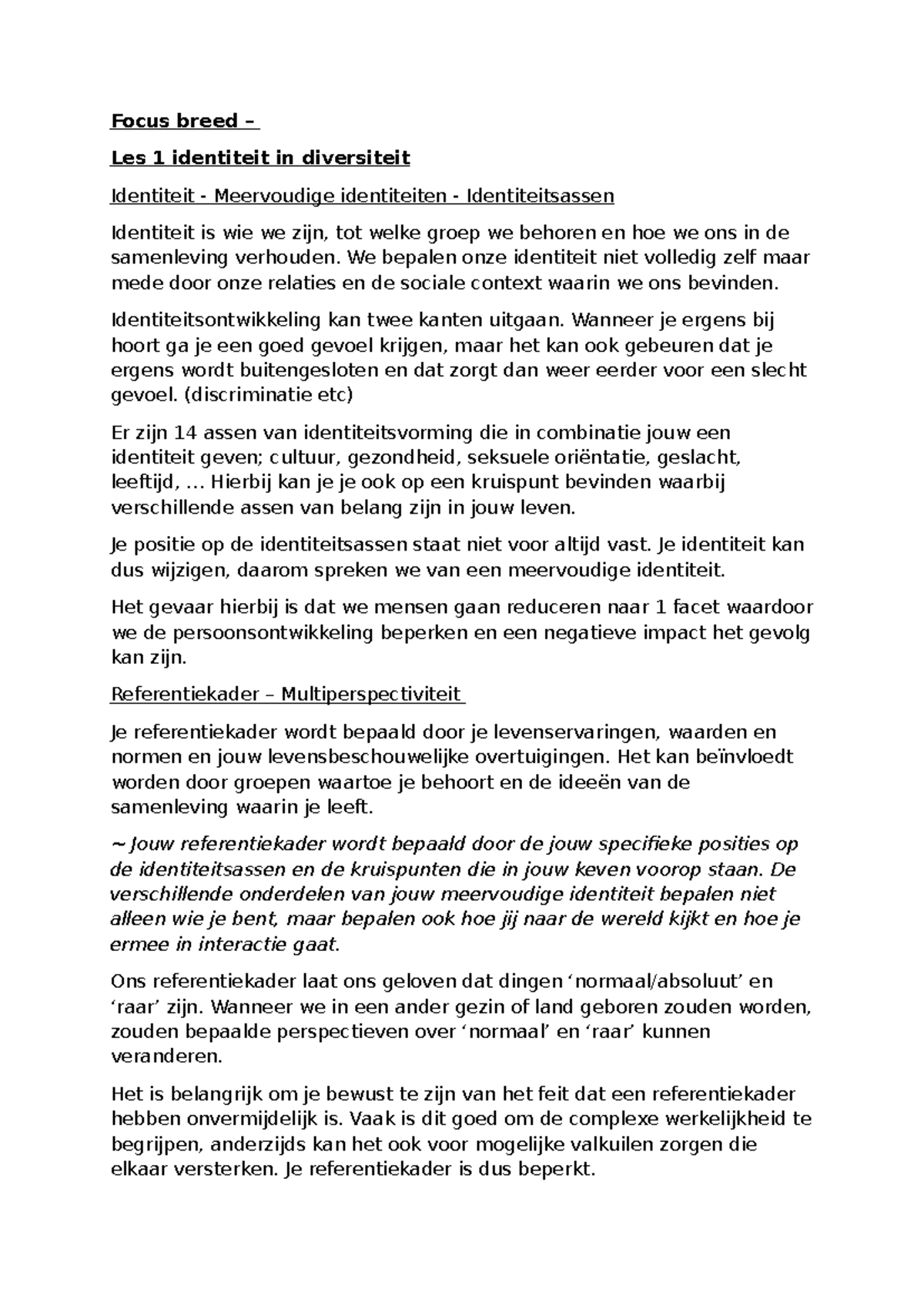 Focus Breed Les 1: Identiteit en Diversiteit in Meervoudige ...