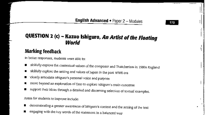 HSC 2019 MOD B Exemplar: Kazuo Ishiguro's An Artist of the Floating ...