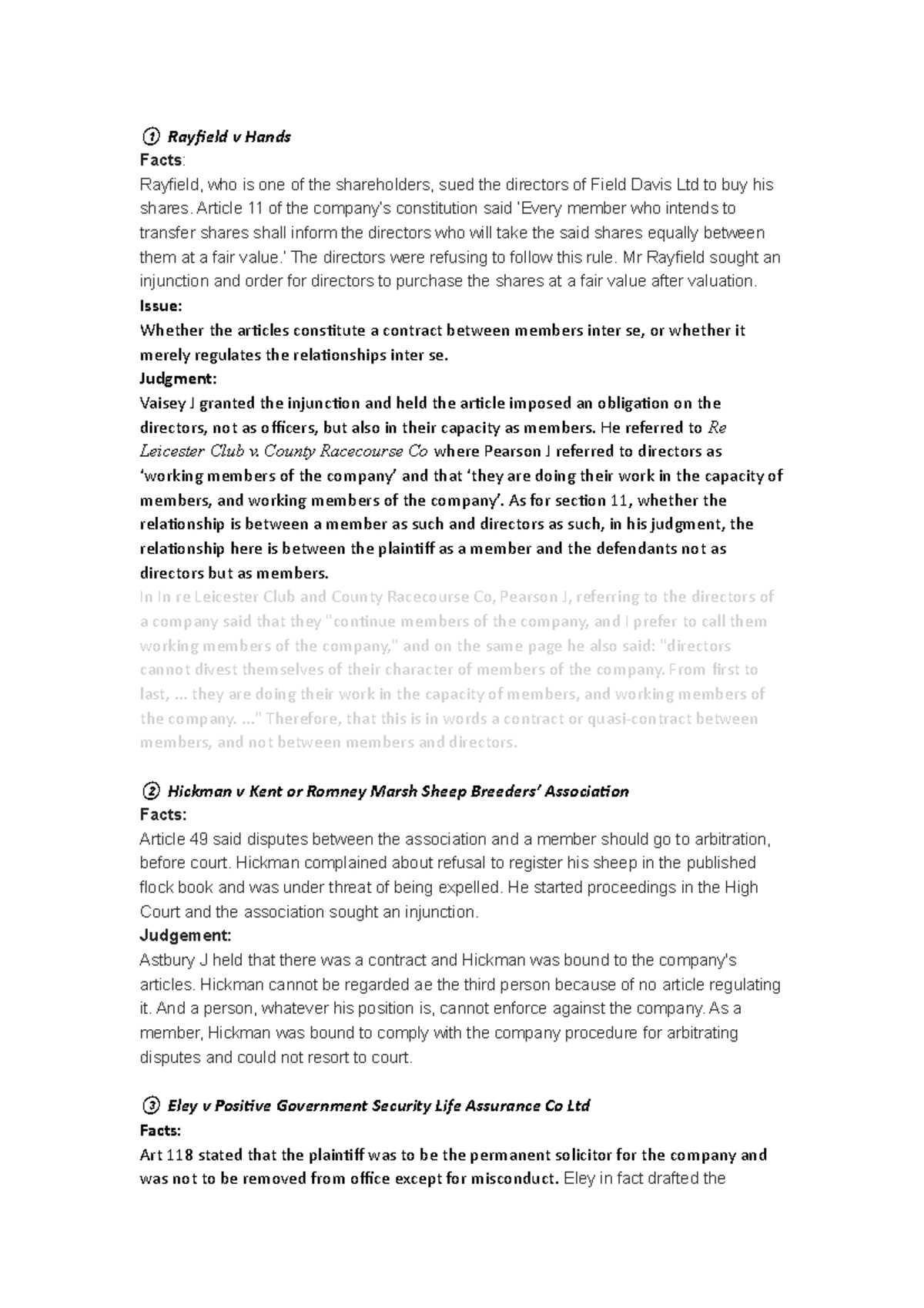 Case Study: Corp Const - Lecture Notes 6 on Shareholder Rights - Studocu