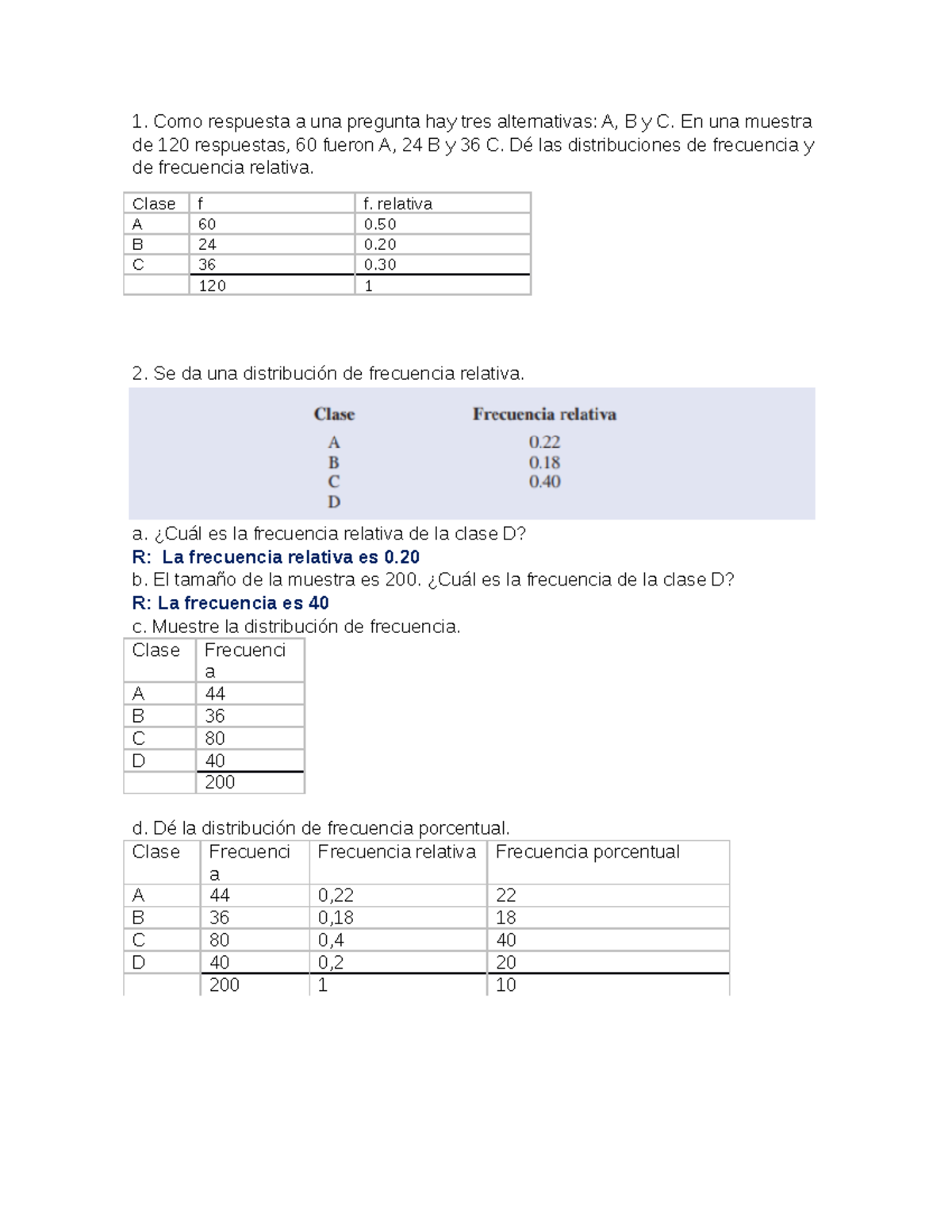 Ejercicios 1-25: Distributions de Frecuencia y Gráficas - Studocu