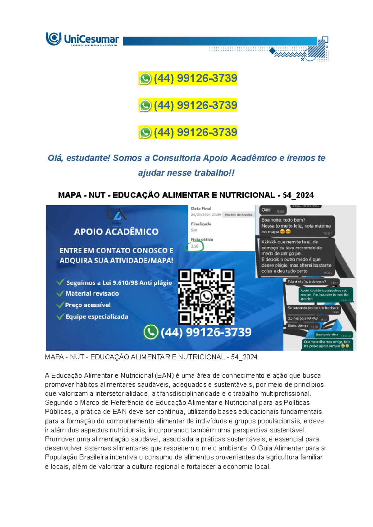 MAPA - NUT - Projetos em Educação Alimentar e Nutricional - 54/2024 ...