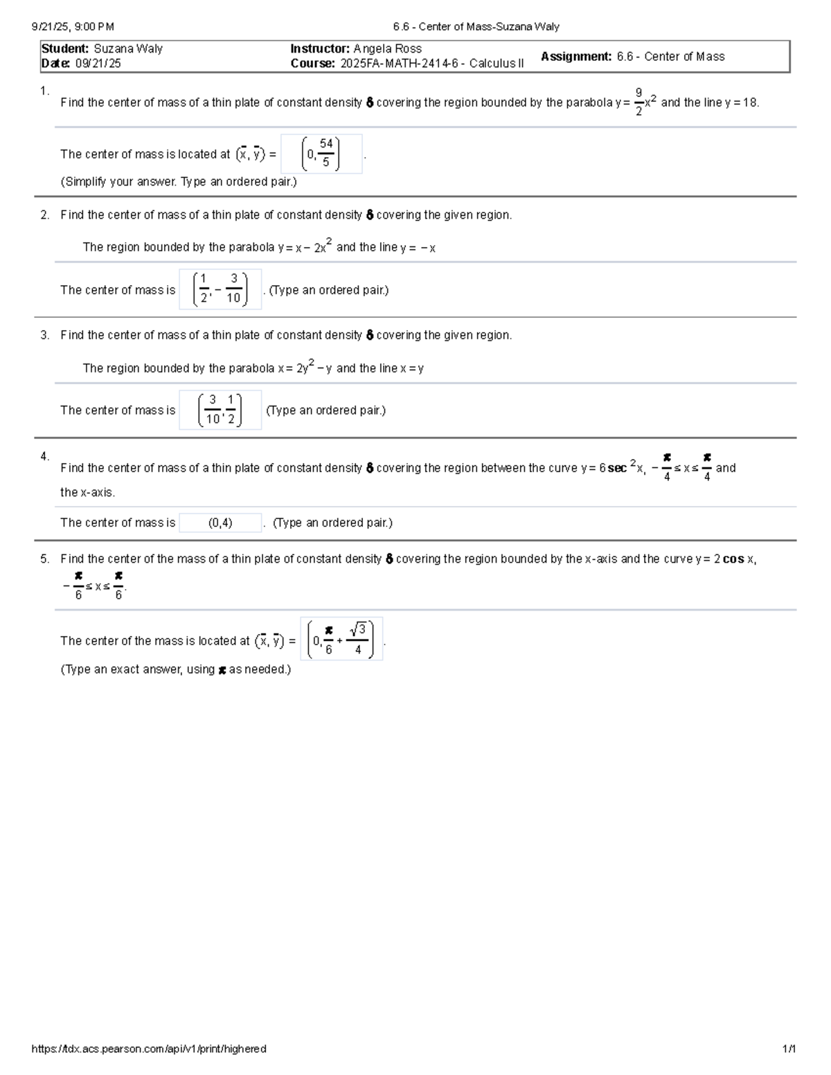 Calculus II - Assignment 6.1: Volumes of Solids of Revolution - Studocu
