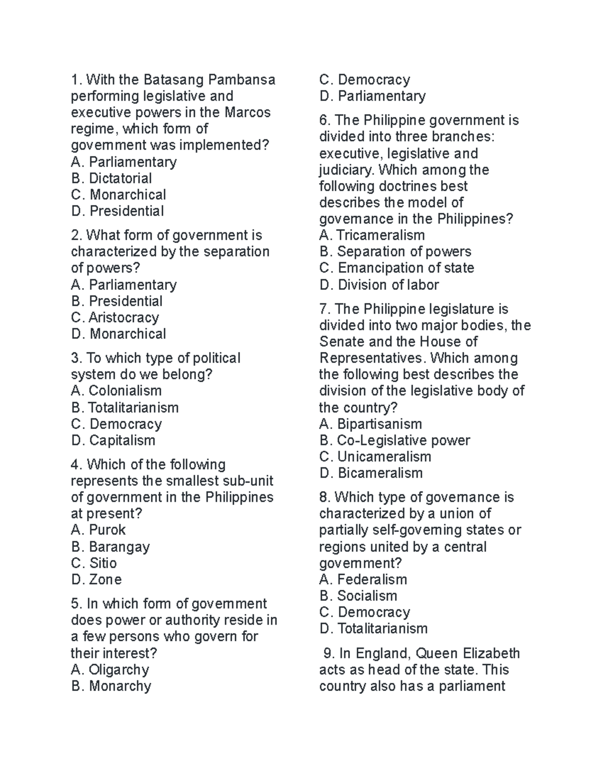 Social Science NAT reviewer - With the Batasang Pambansa performing ...