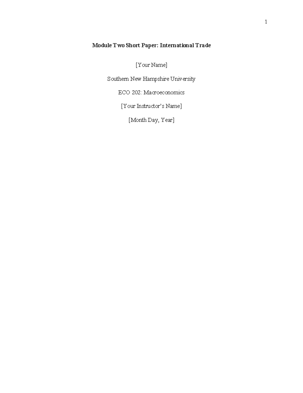 ECO 202: Module Two Short Paper on International Trade Dynamics - Studocu