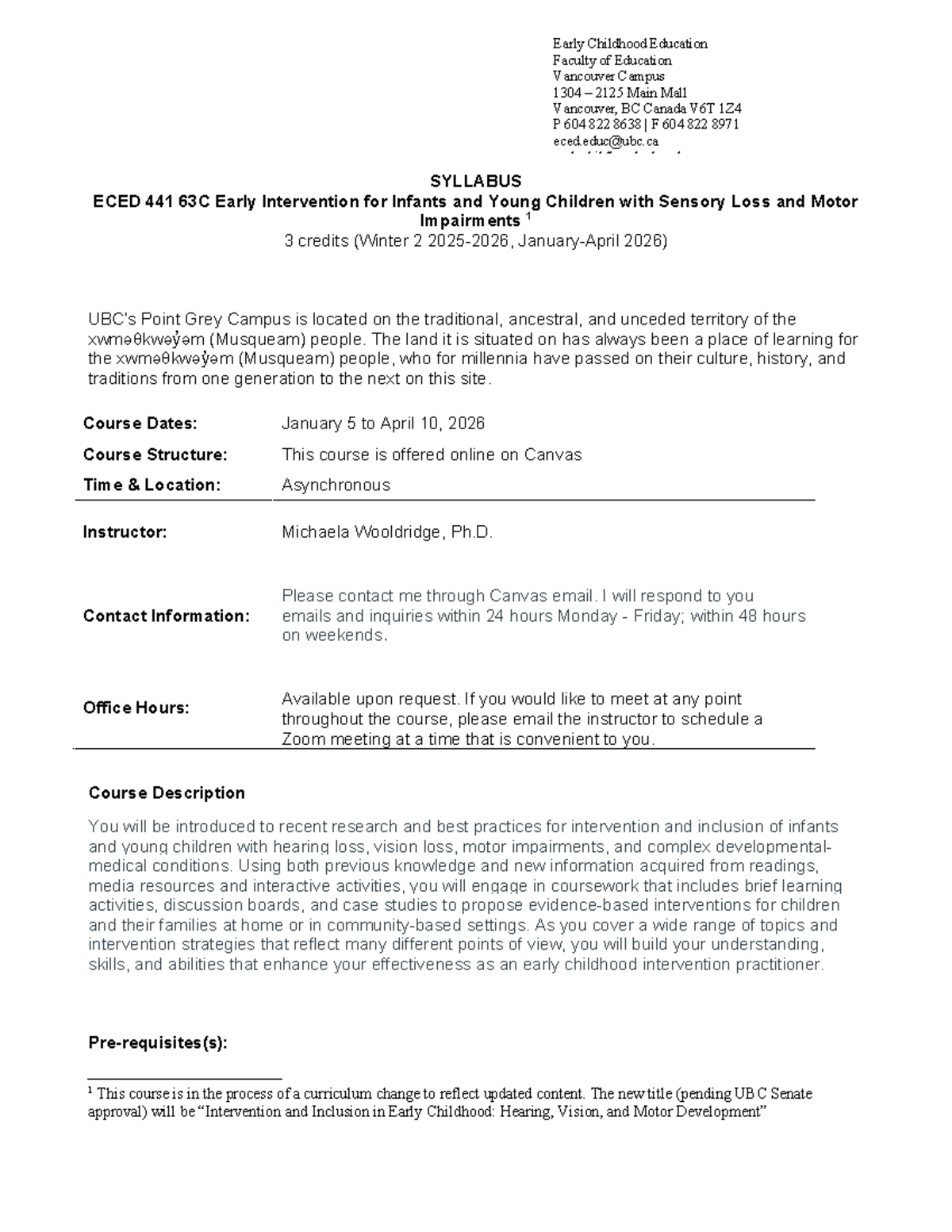 ECED 441 63C: Early Intervention for Infants with Sensory Loss - Studocu