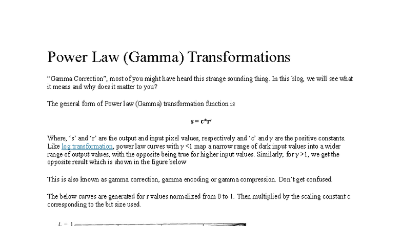 Power Law (Gamma) Transformations: Understanding Its Importance - Studocu