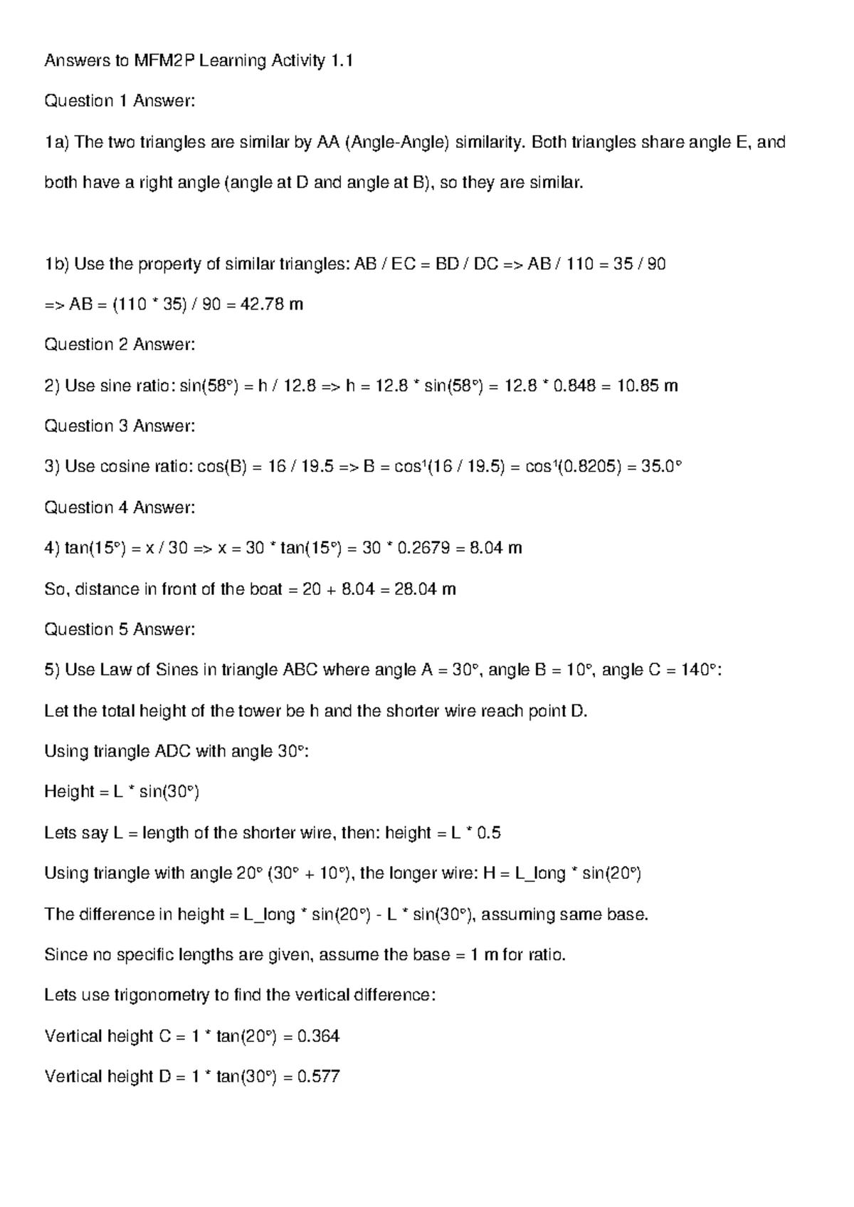 TVO ILC MPM2D Learning Activity 1.5 Assessment Opportunity Guide - Studocu