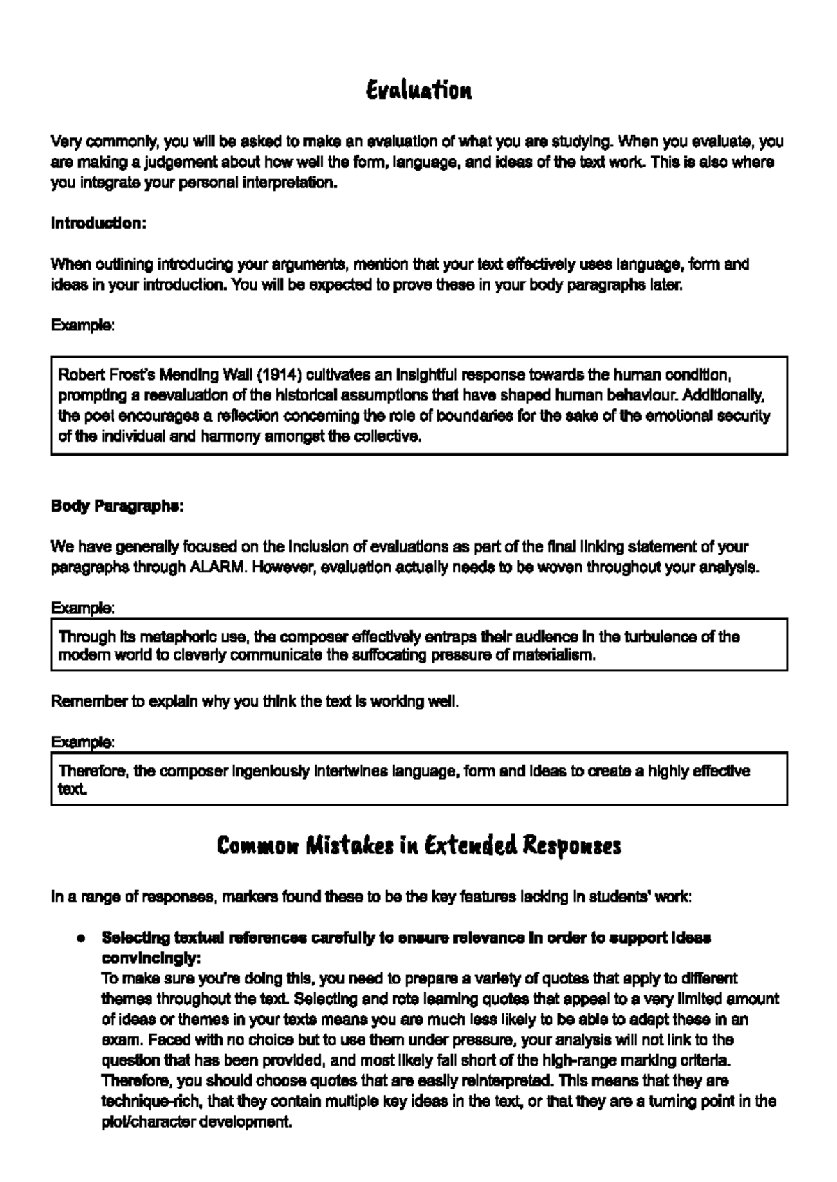 NSW Year 11 English Standard: Evaluation Essay Notes - Studocu