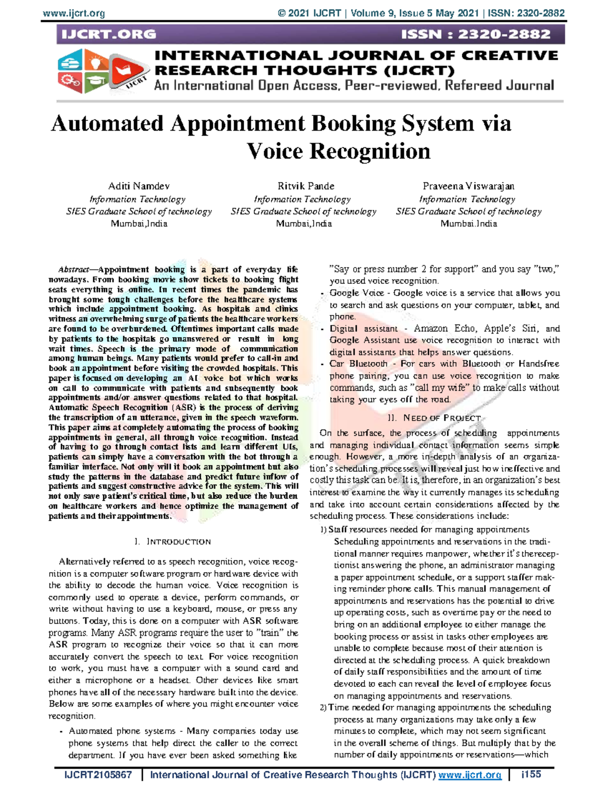 Automated Appointment Booking System via Voice Recognition ...