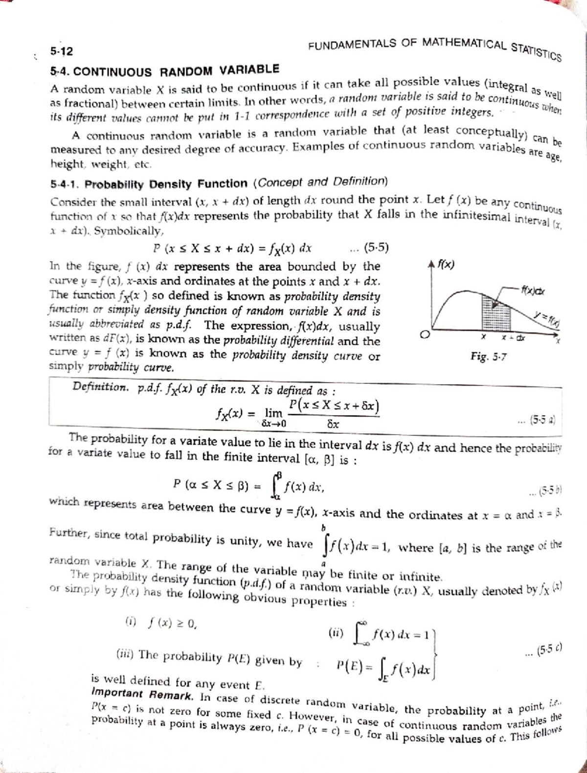 FUNDAMENTALS OF MATHEMATICAL STATISTICS 5.12: Continuous Random ...
