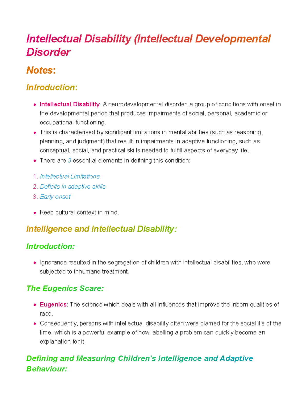 T1 Chapter 5 - Intellectual Disability Overview and Key Concepts - Studocu