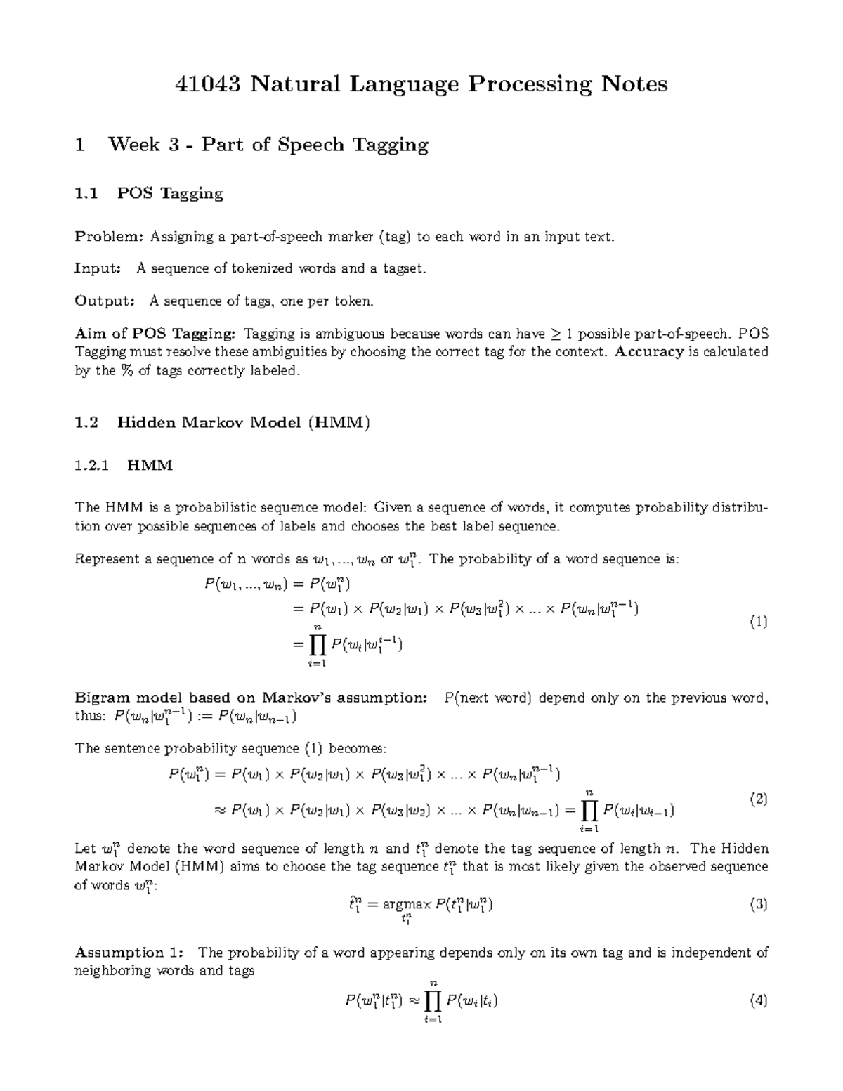 Natural Language Processing (NLP) Notes - Course 41043 - Studocu
