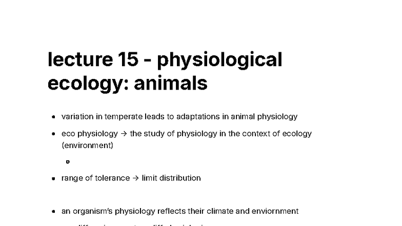 Lec 15: Physiological Ecology of Animals - Adaptations & Variations ...