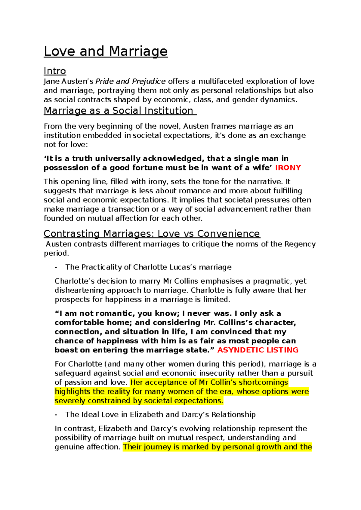 Pride and Prejudice (ENG 101): Exploring Love, Marriage, and Social ...