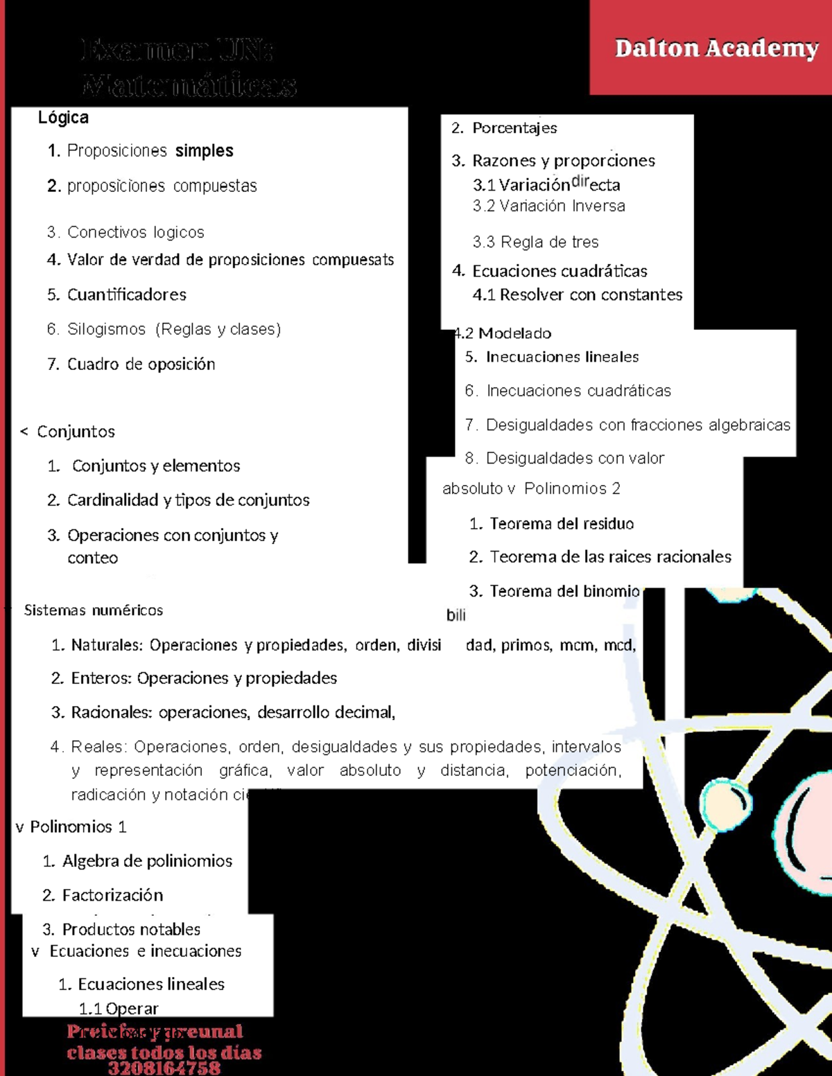 Temario de Matemáticas: Lógica, Álgebra y Geometría - Dalton Academy ...