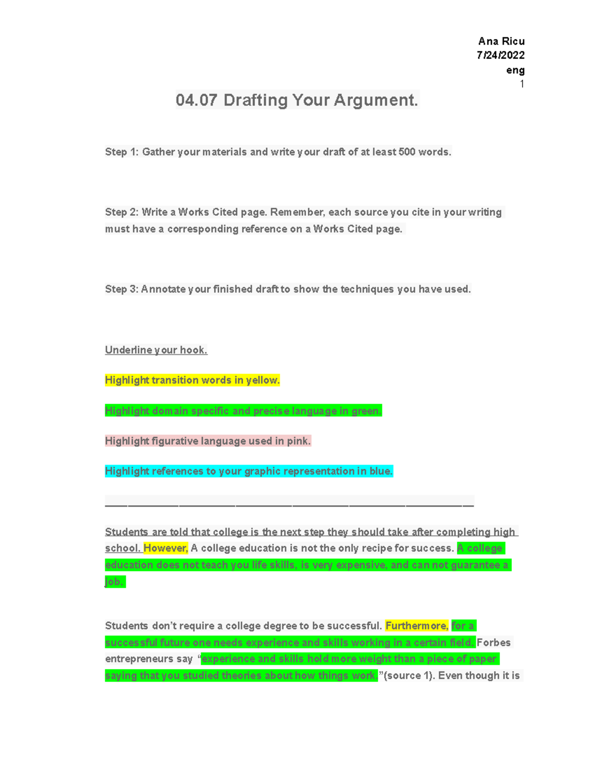 ENG 04 Essay Notes: Evaluating the Necessity of a College Degree - Studocu