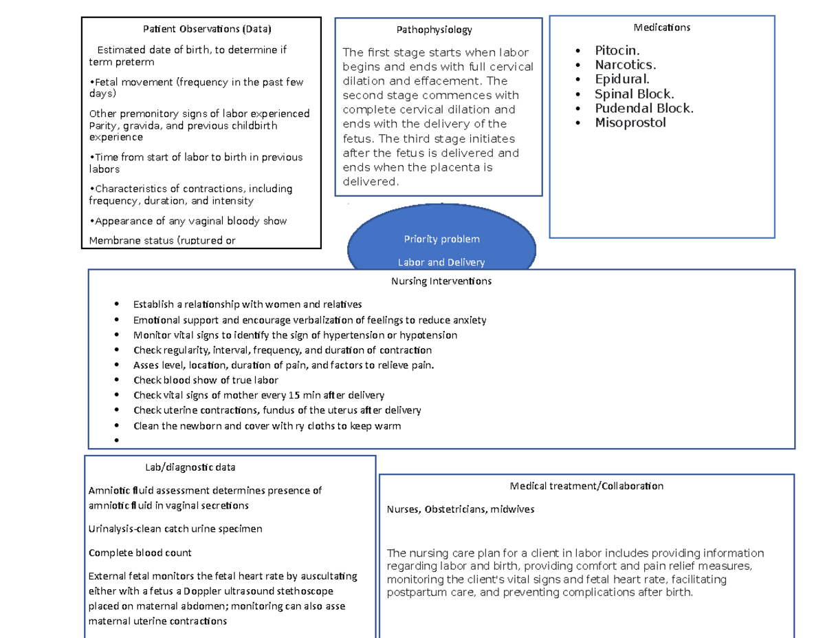 Concept map Labor and delivery - Patient Observations (Data) Estimated ...