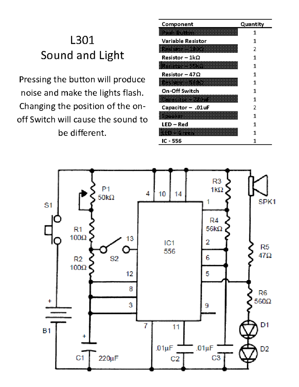 L301 Sound and Light Kit Components Overview - Studocu