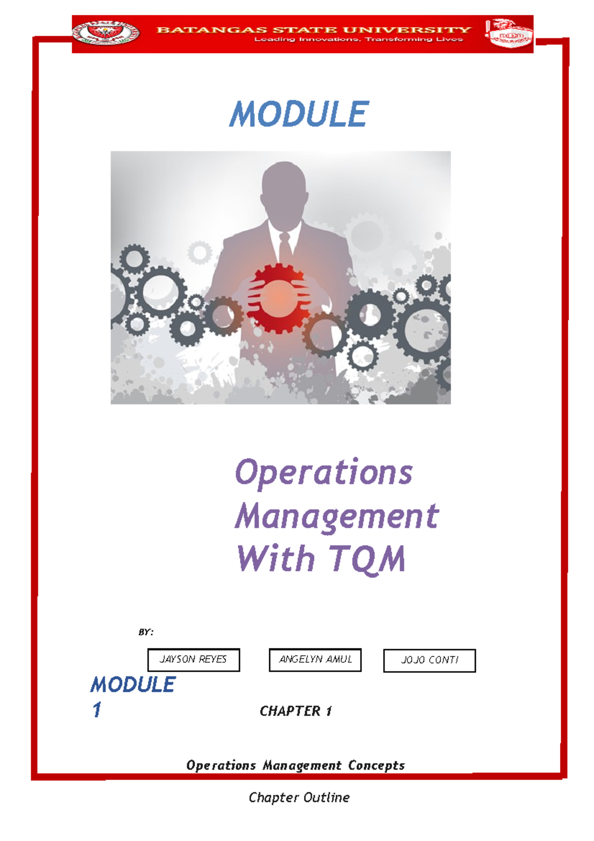 Operations Management with TQM - MODULE Operations Management With TQM ...